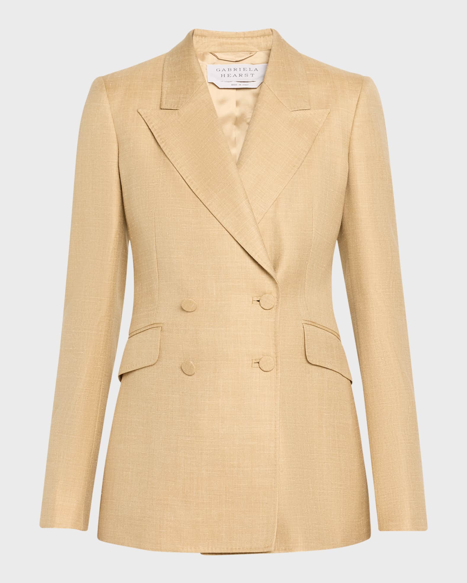 Gabriela Hearst Stephanie Wool-Silk-Linen Double-Breasted Blazer Jacket ...