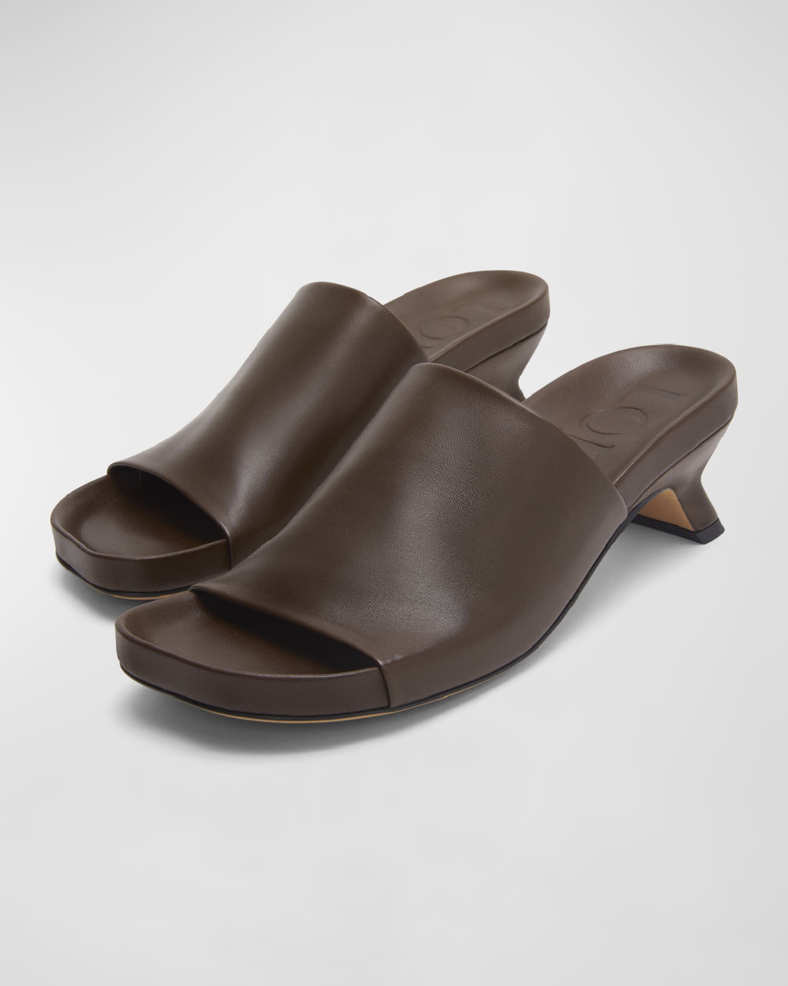 Loewe Ease Leather Kitten-Heel Slide Sandals | Neiman Marcus