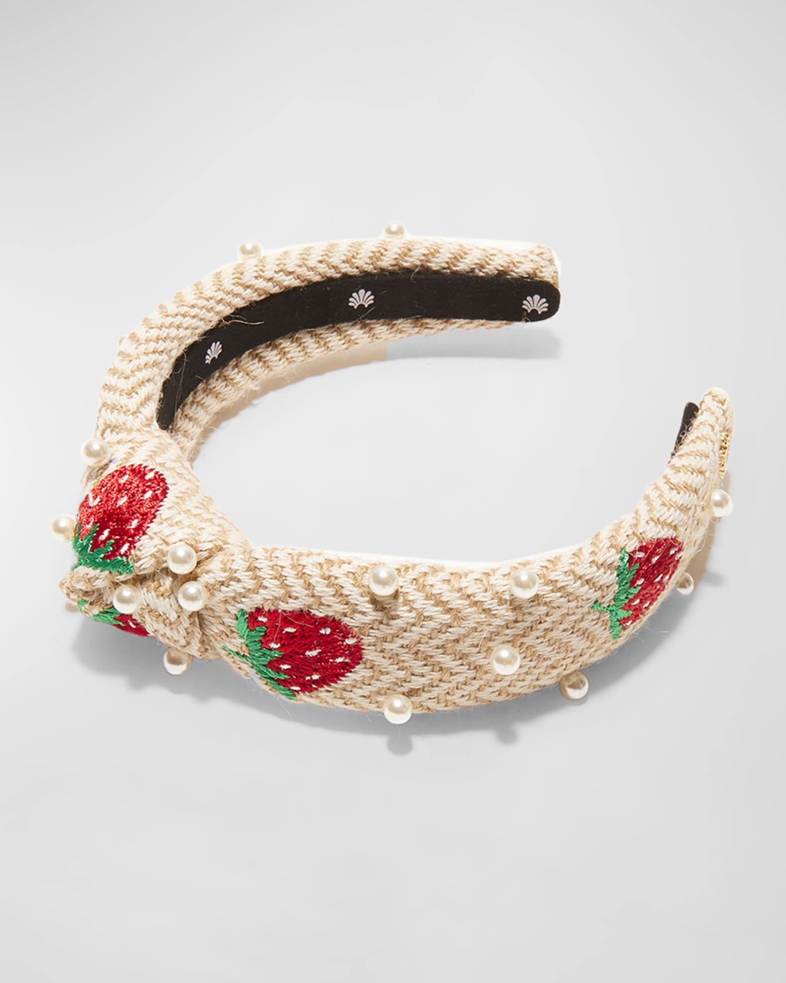Lele Sadoughi Kids Pearly Embroidered Strawberry Headband | Neiman Marcus