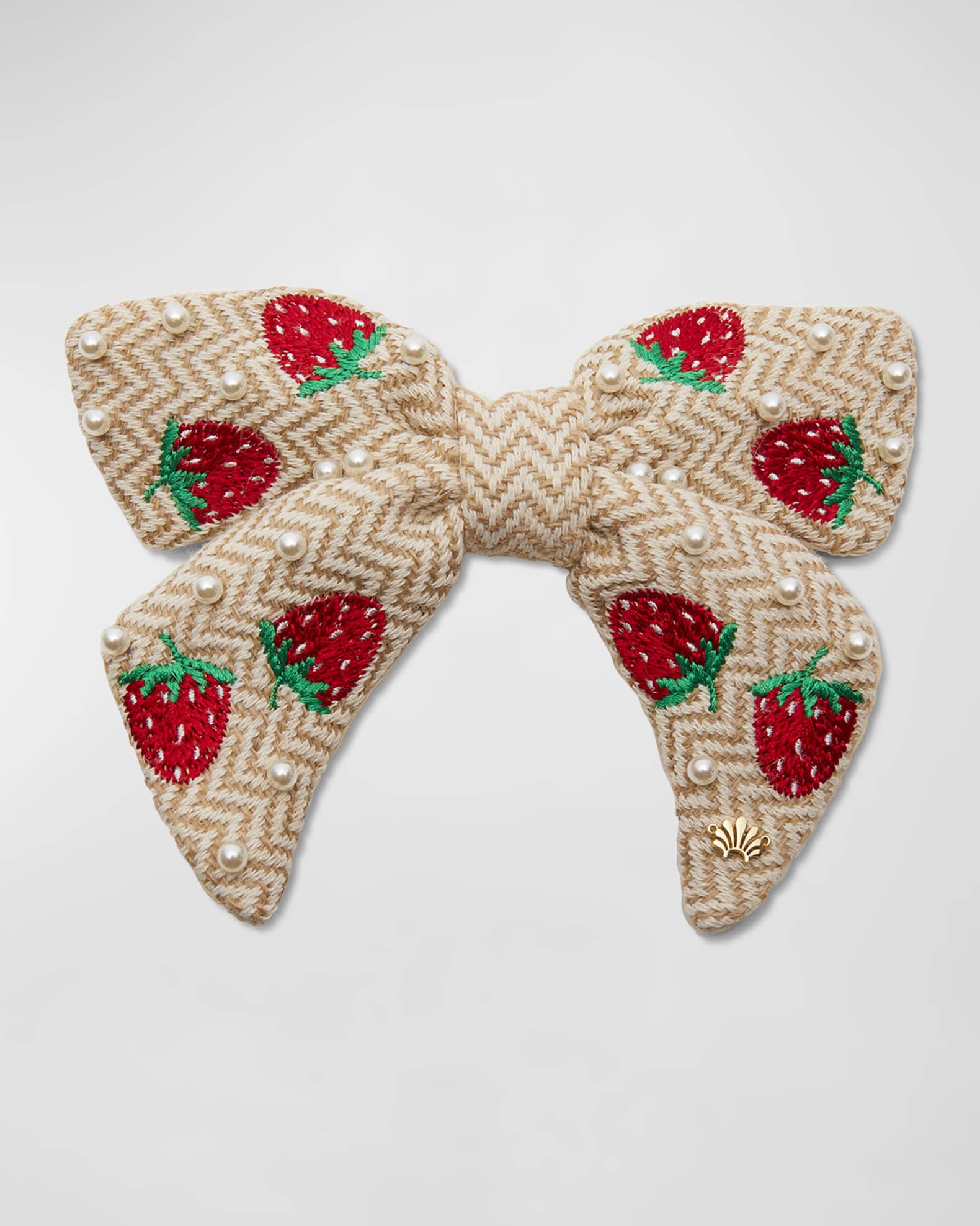 Lele Sadoughi Pearly Strawberry Bow Barrette | Neiman Marcus