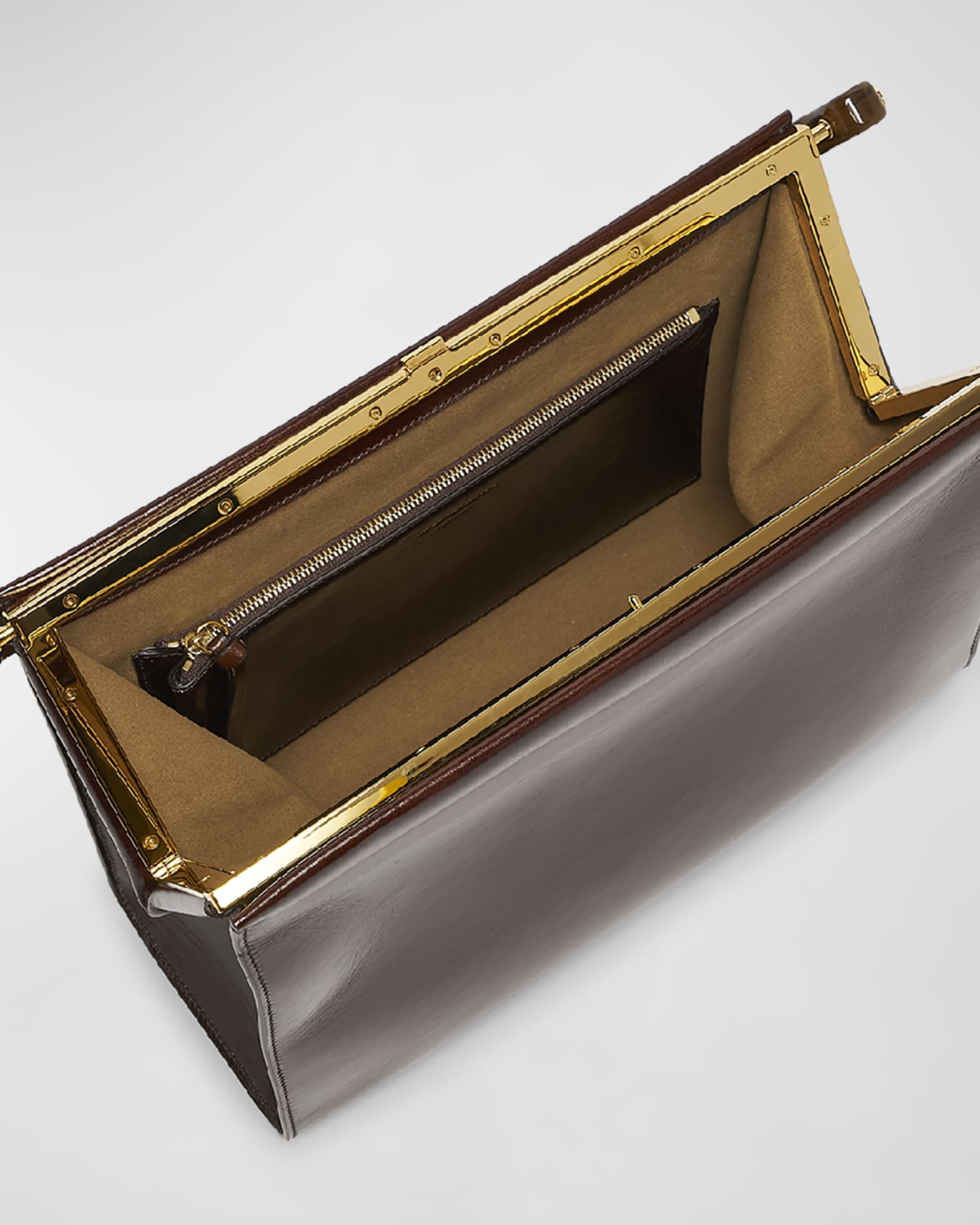 Dries Van Noten Crisp Frame Leather Top-Handle Bag | Neiman Marcus