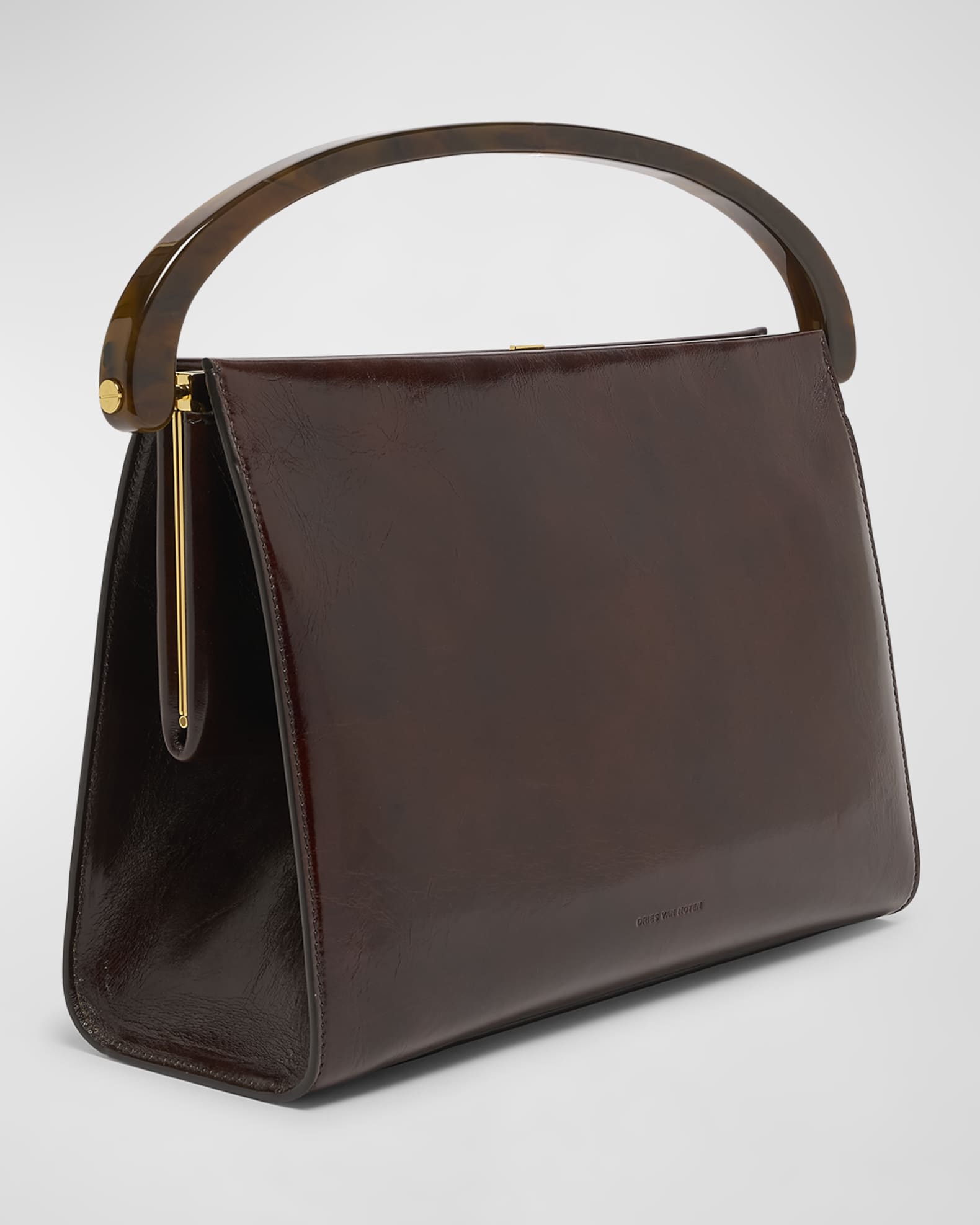 Dries Van Noten Crisp Frame Leather Top-Handle Bag | Neiman Marcus