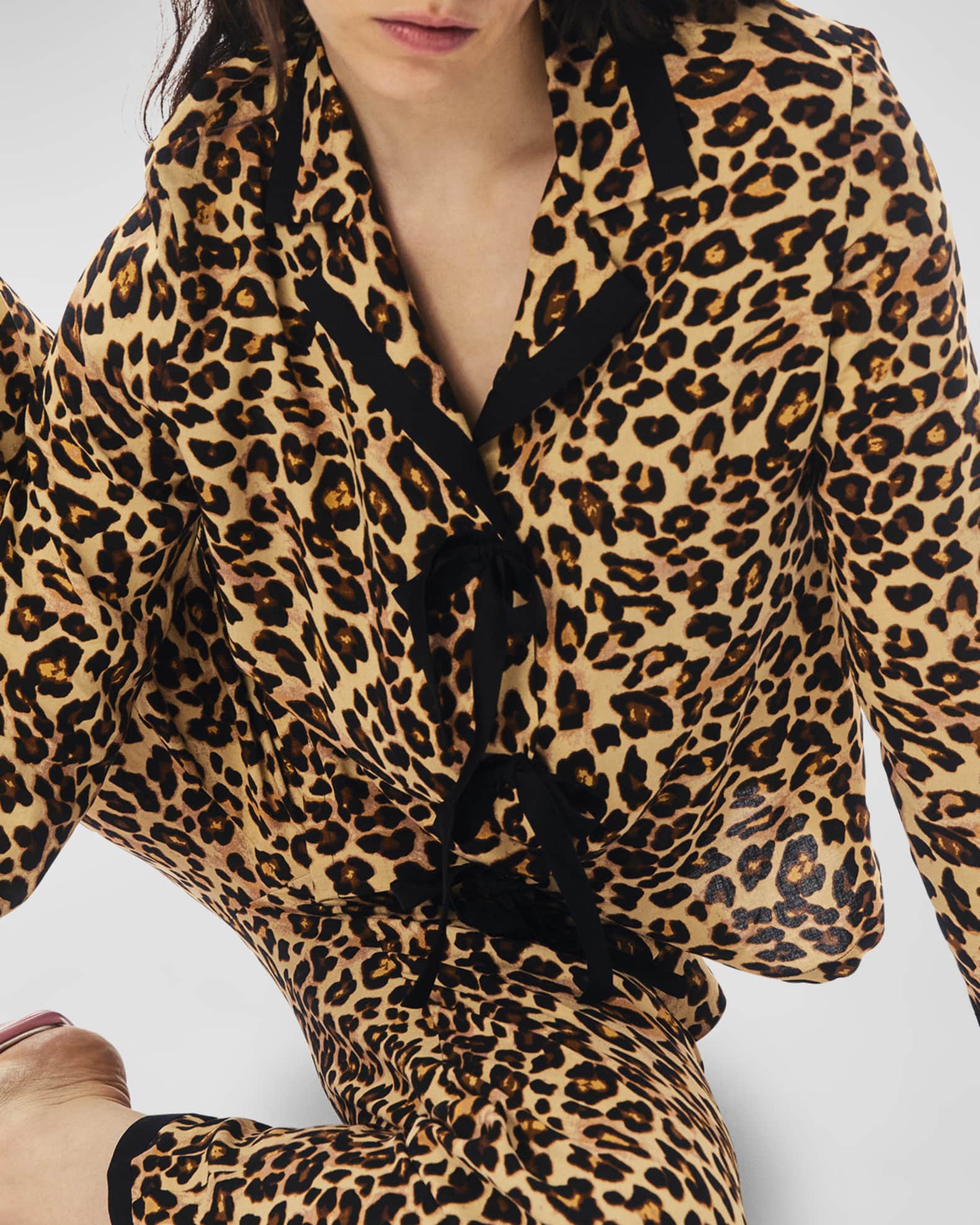 Sleeper The Bow Leopard-Print Pajama Set | Neiman Marcus