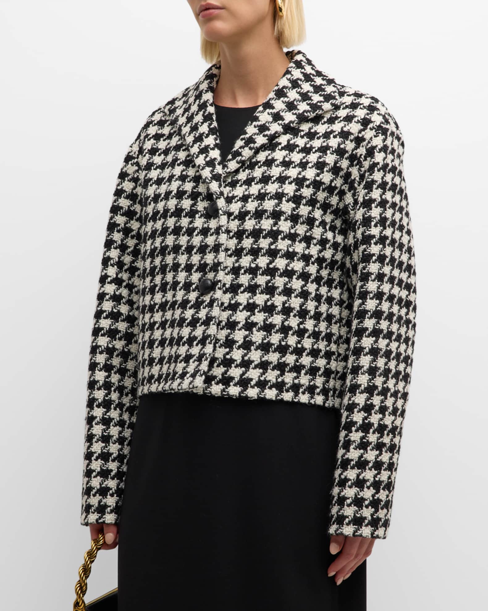 Lafayette 148 New York Houndstooth Cropped Jacket | Neiman Marcus