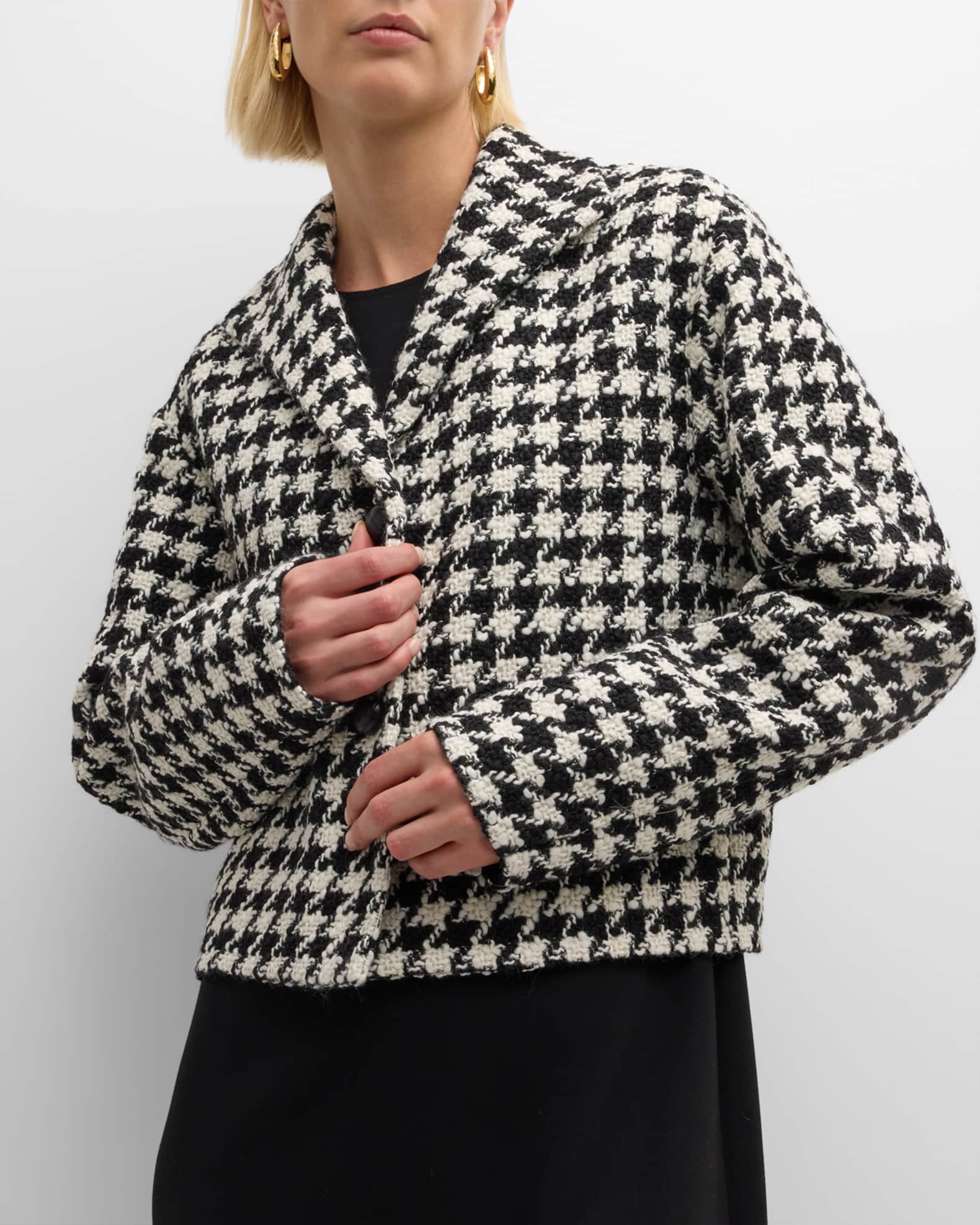 Lafayette 148 New York Houndstooth Cropped Jacket | Neiman Marcus