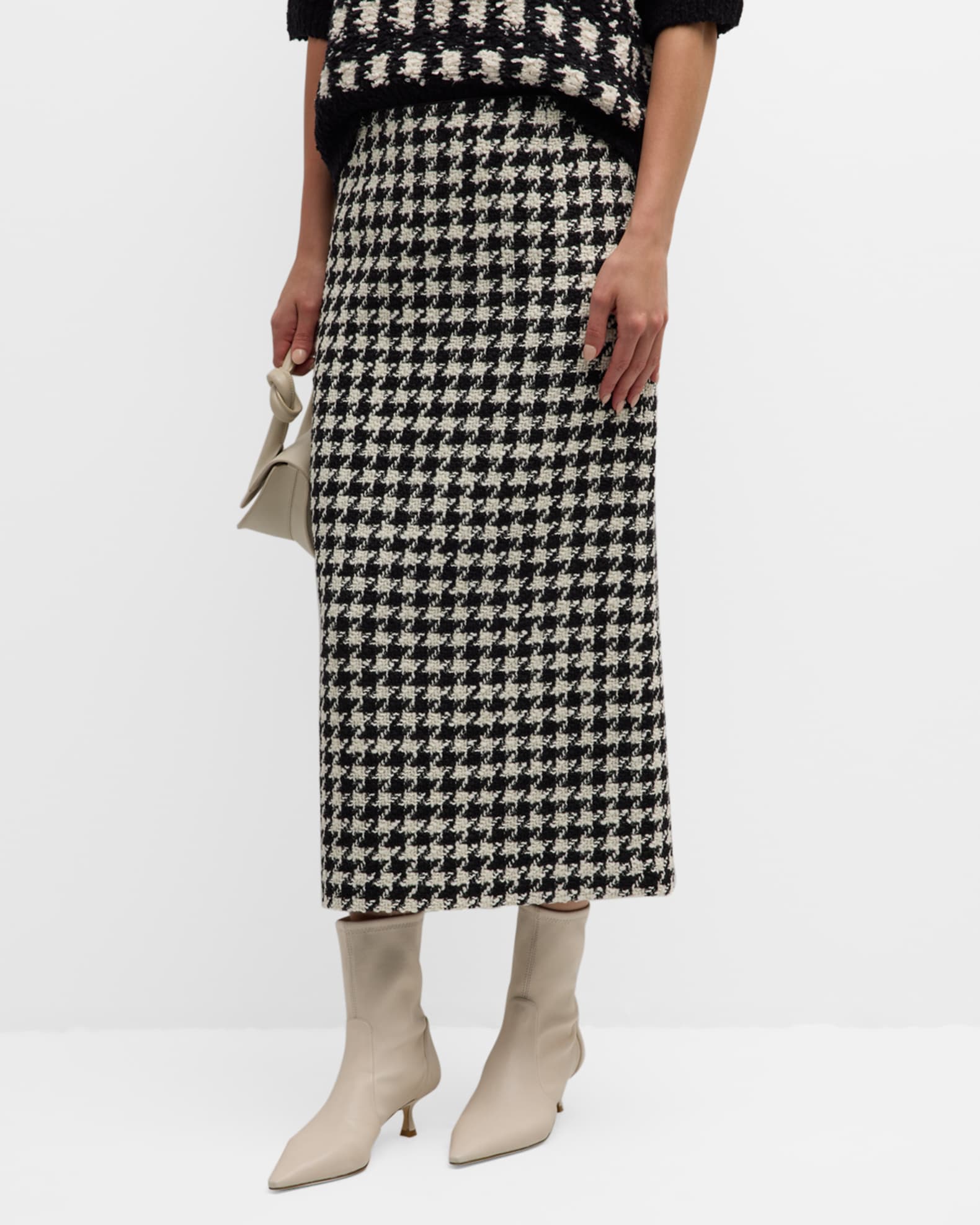 Lafayette 148 New York Straight Houndstooth Maxi Skirt | Neiman Marcus