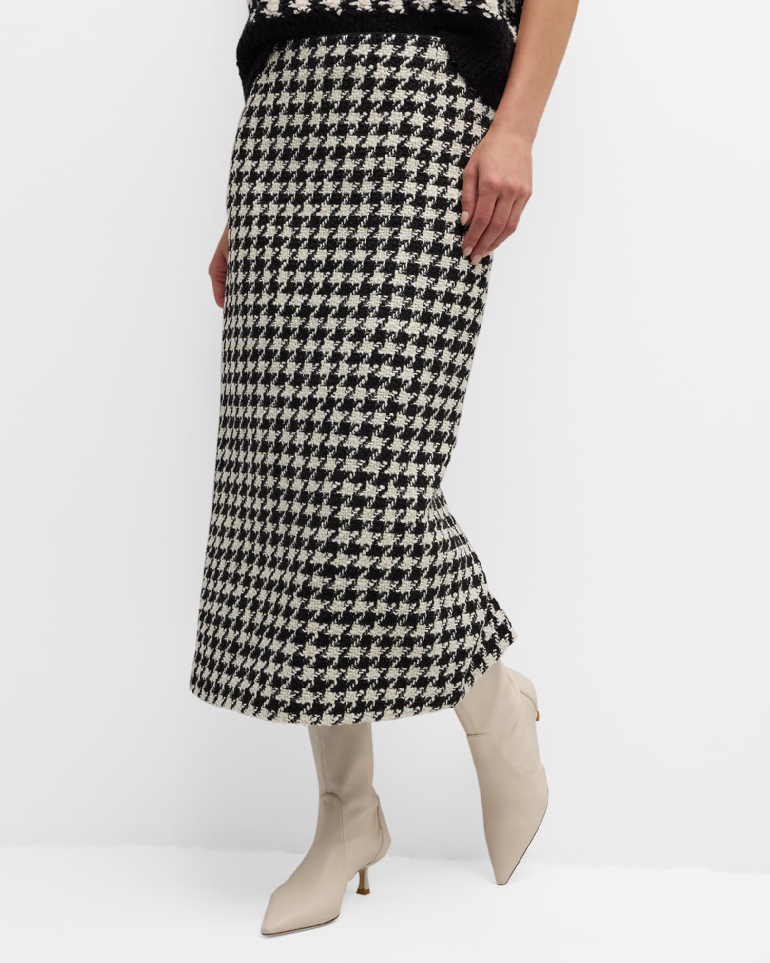 Lafayette 148 New York Straight Houndstooth Maxi Skirt | Neiman Marcus