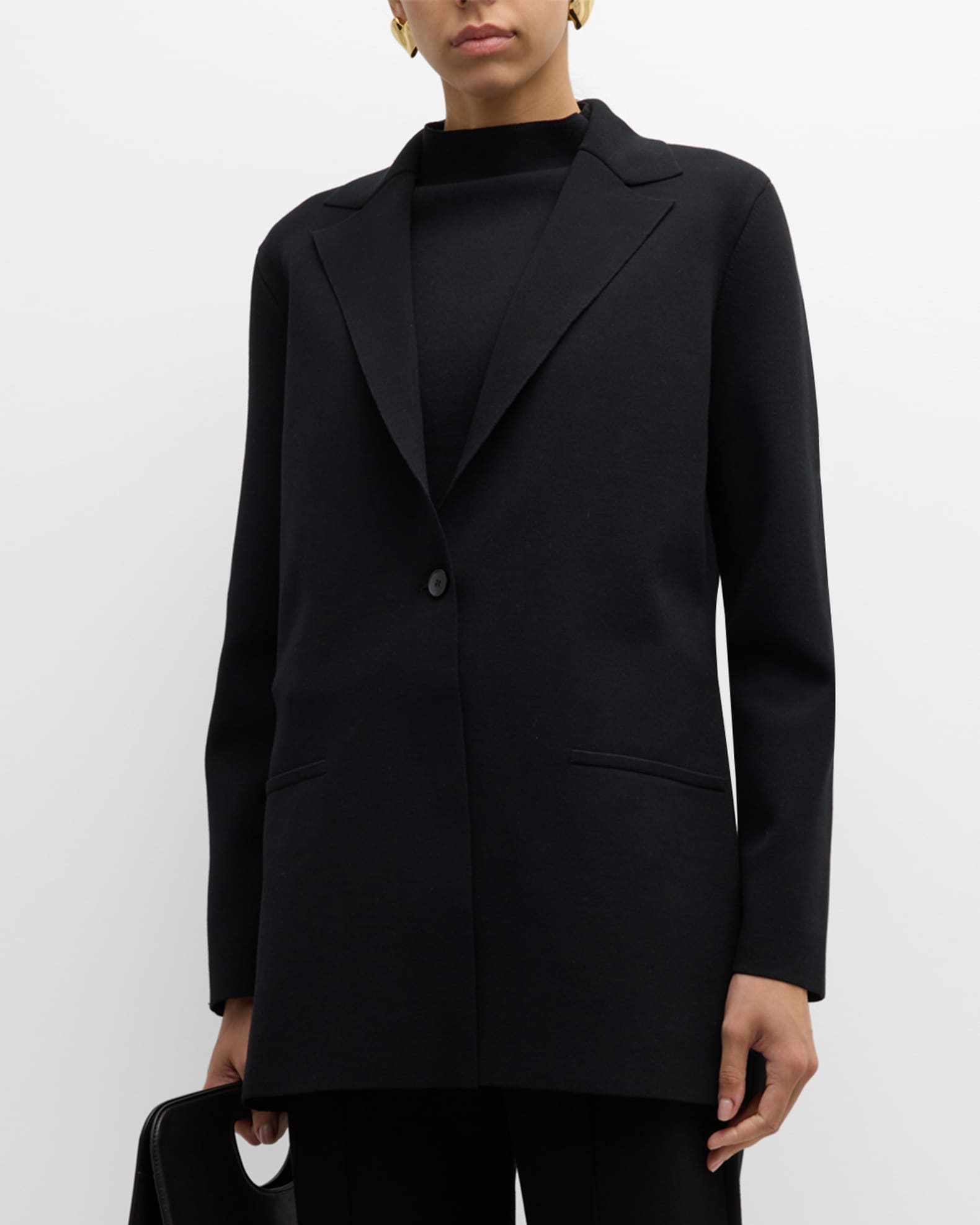 Lafayette 148 New York Single-Button Matte Crepe Blazer | Neiman Marcus