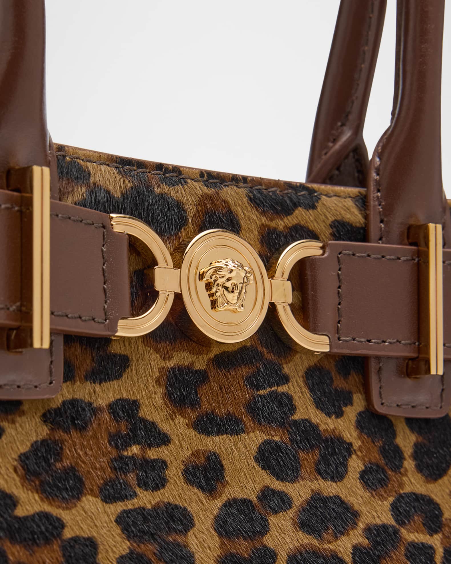 Versace Medusa 95 Small Leopard Calf Hair Tote Bag | Neiman Marcus