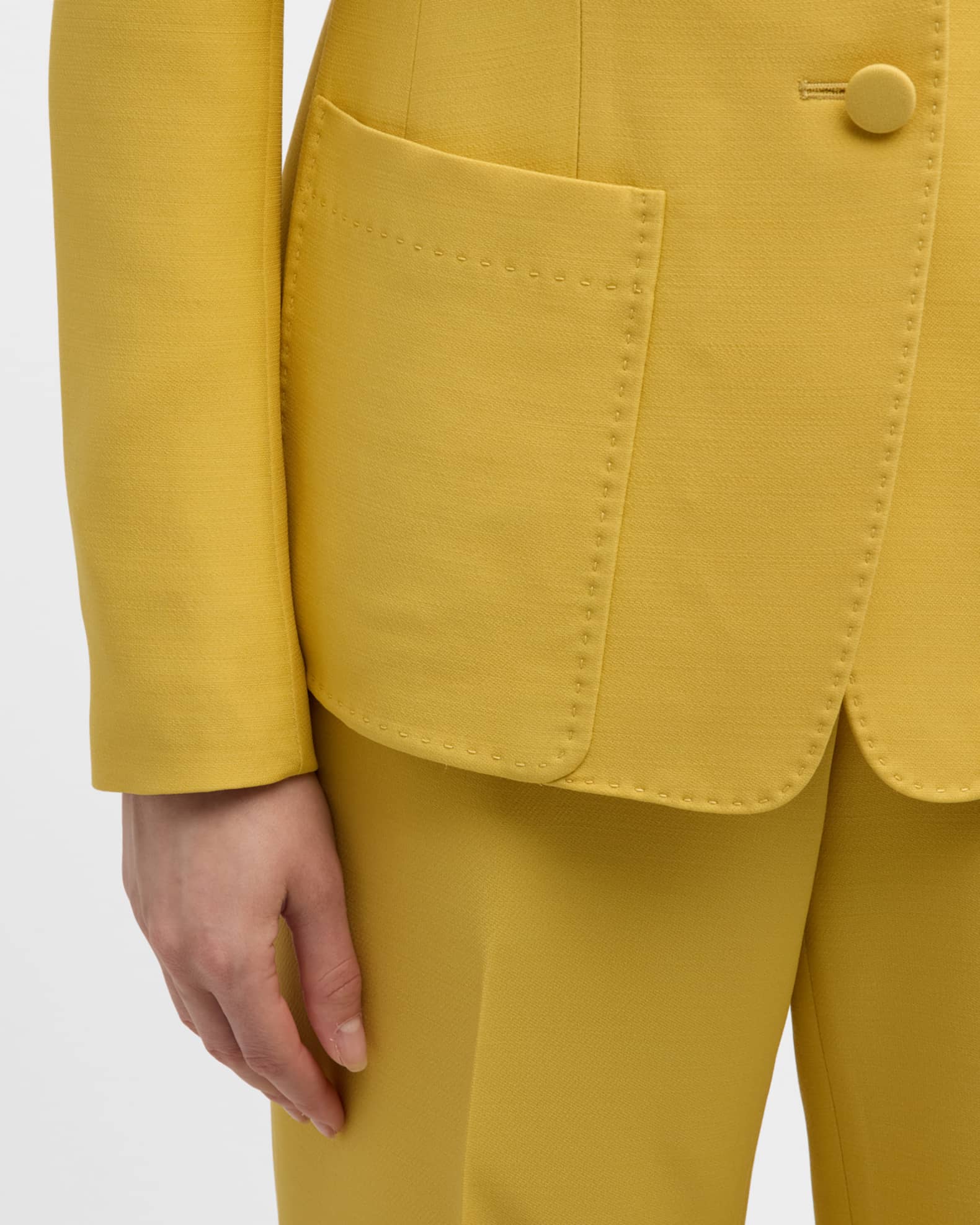 Lafayette 148 New York Peak-Lapel Pick Stitch Blazer | Neiman Marcus