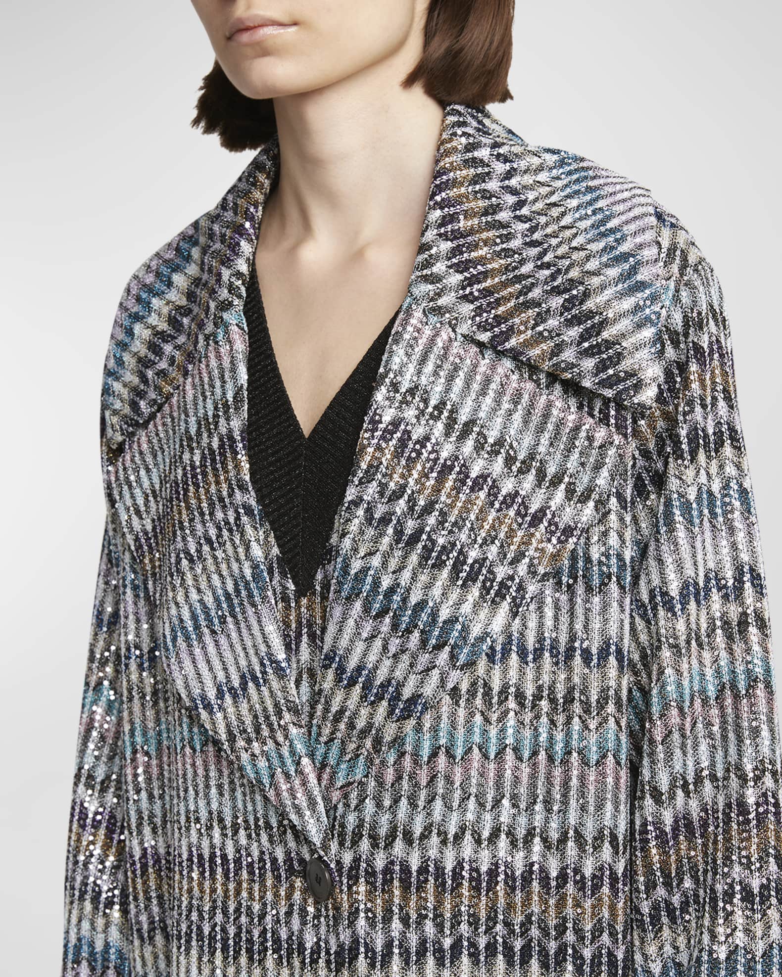 Missoni Paillette Chevron Knit Double-Breasted Coat | Neiman Marcus