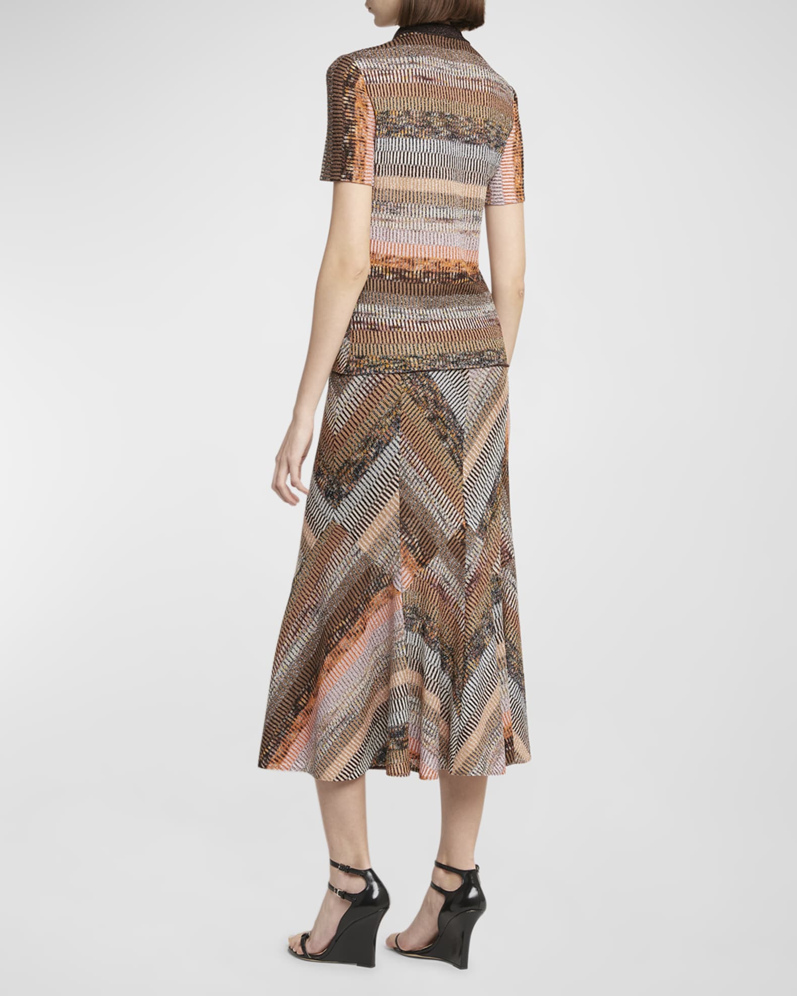 Missoni Metallic Chevron Midi Skirt | Neiman Marcus
