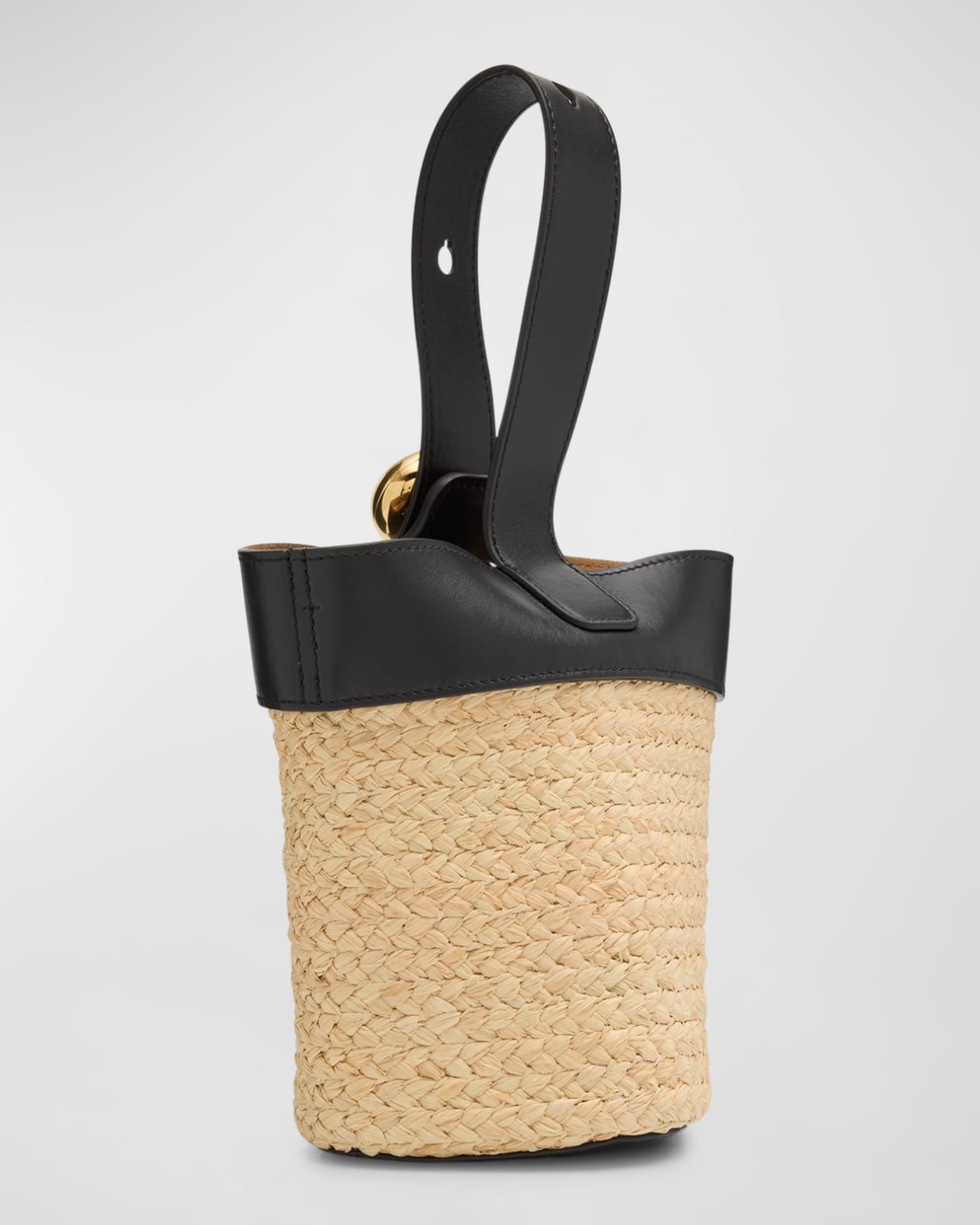 Loewe Mini Anagram Pebble Raffia Bucket Bag | Neiman Marcus