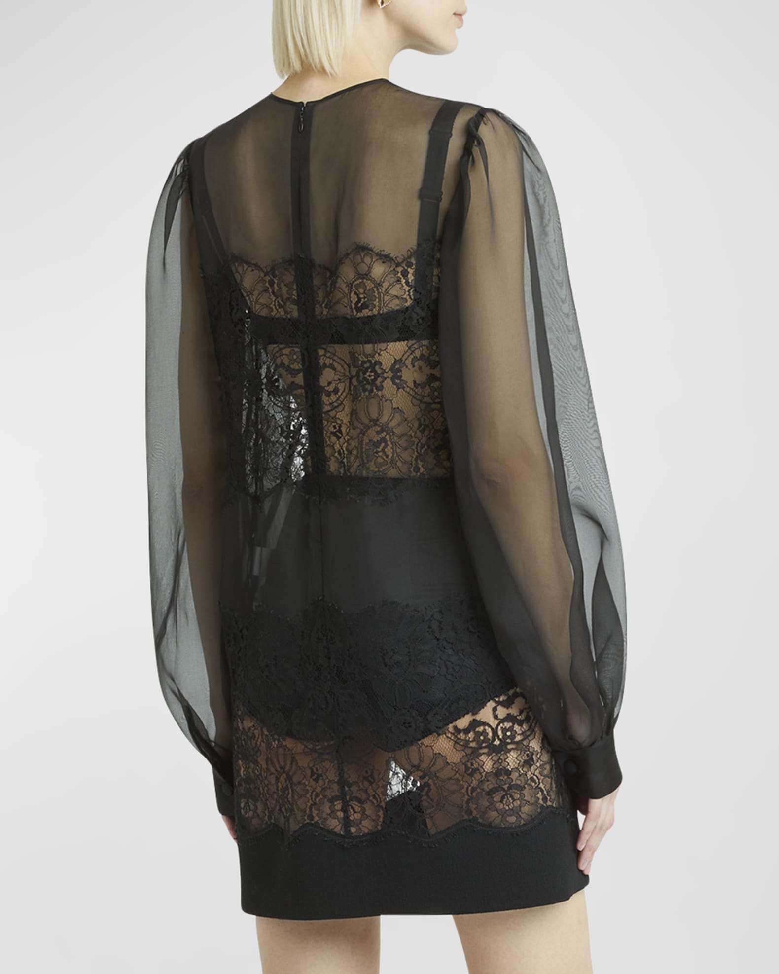 Dolce&Gabbana Organza Lace Mini Dress | Neiman Marcus