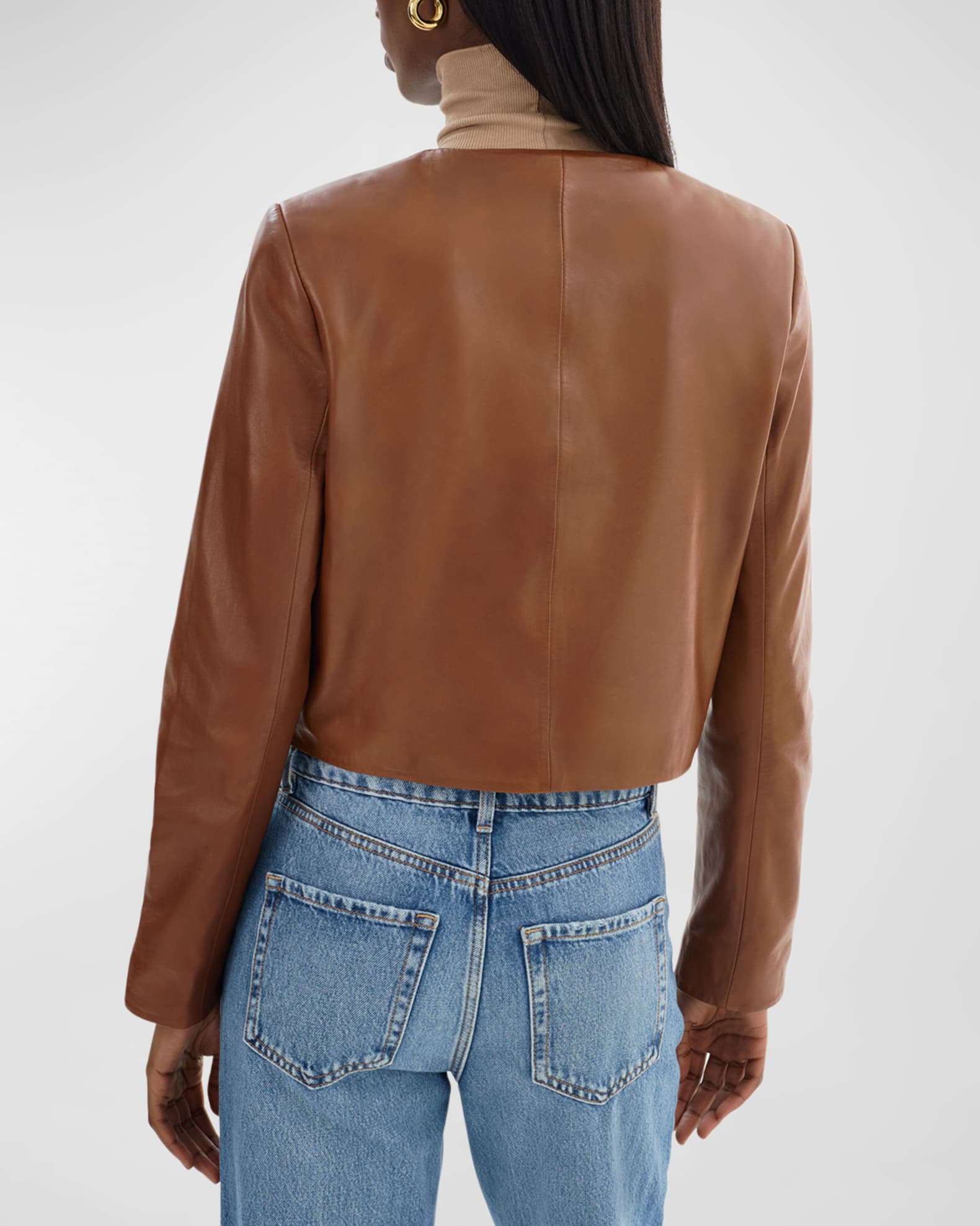 LaMarque Linette Cropped Lamb Leather Jacket | Neiman Marcus