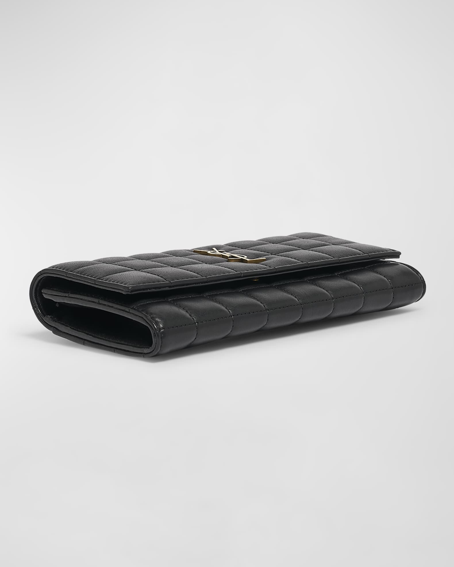 Saint Laurent YSL Monogram Large Flap Wallet in Quilted Leather ...