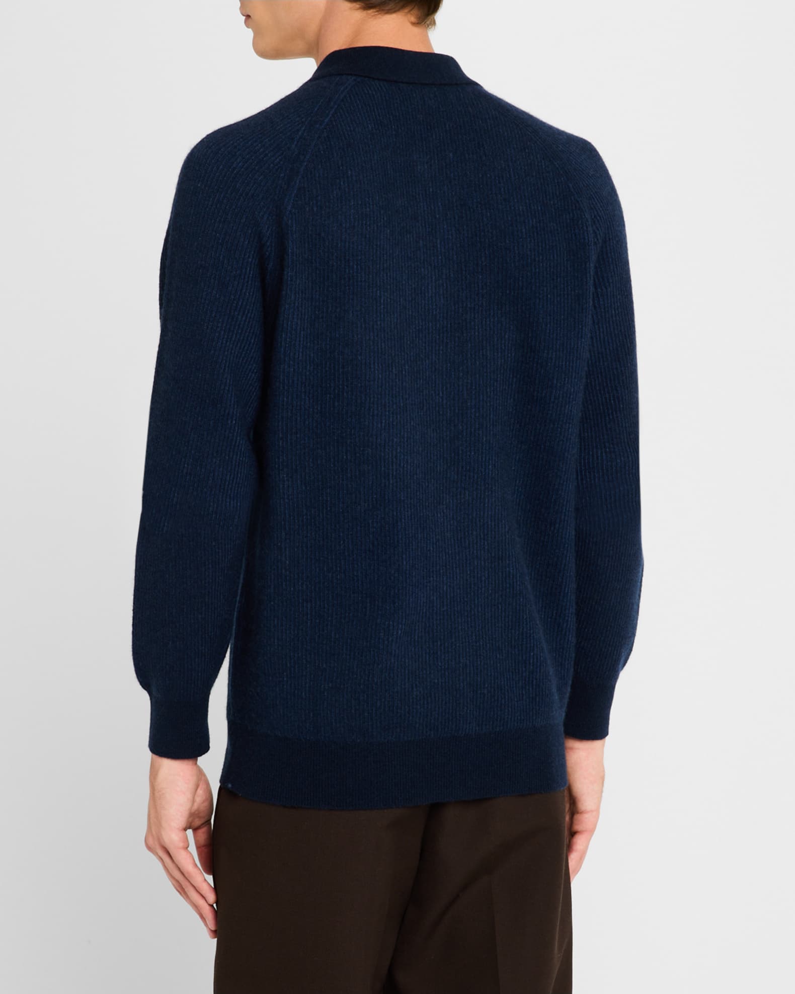 Neiman Marcus Men's Cashmere Rib Polo Sweater | Neiman Marcus