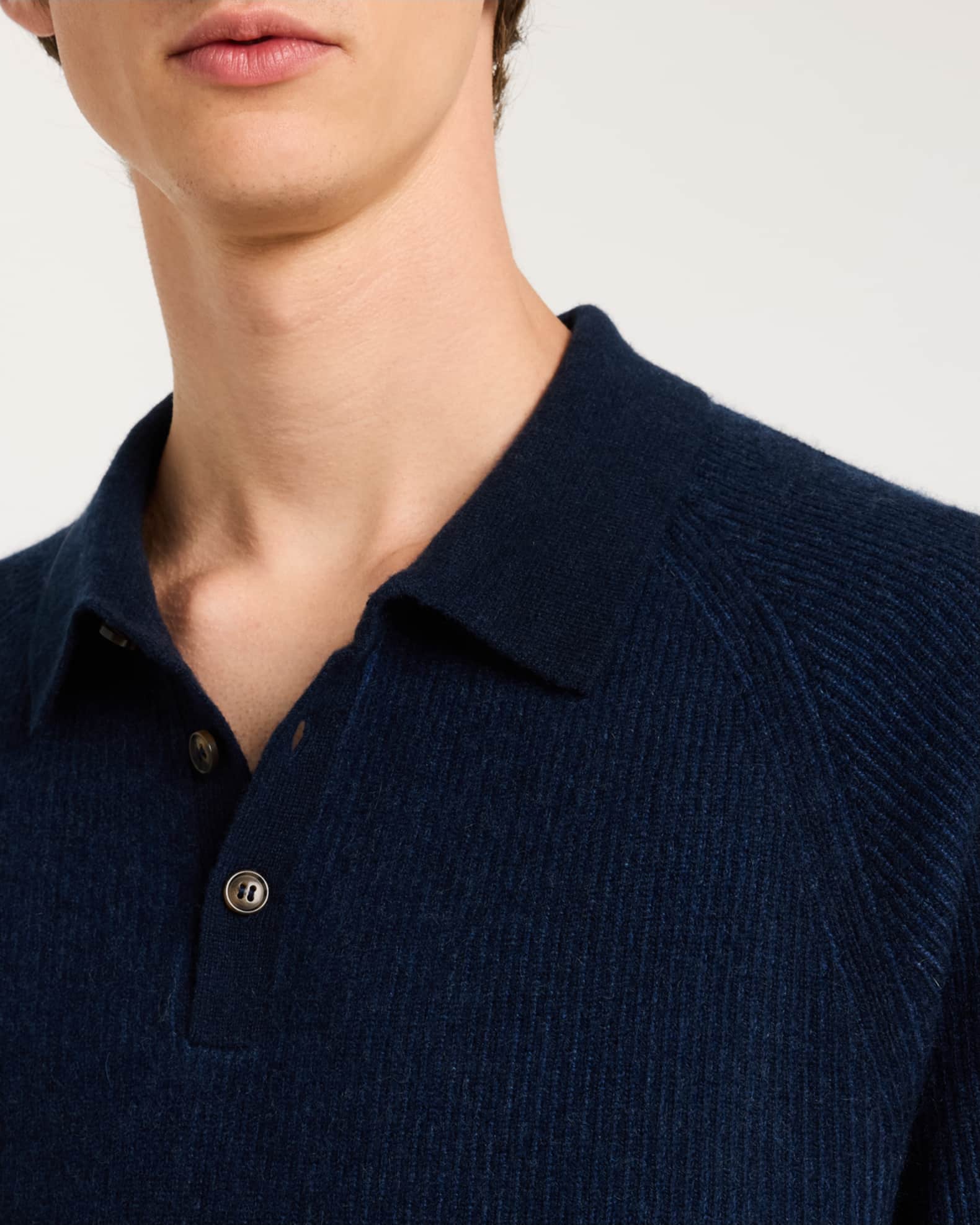 Neiman Marcus Men's Cashmere Rib Polo Sweater | Neiman Marcus