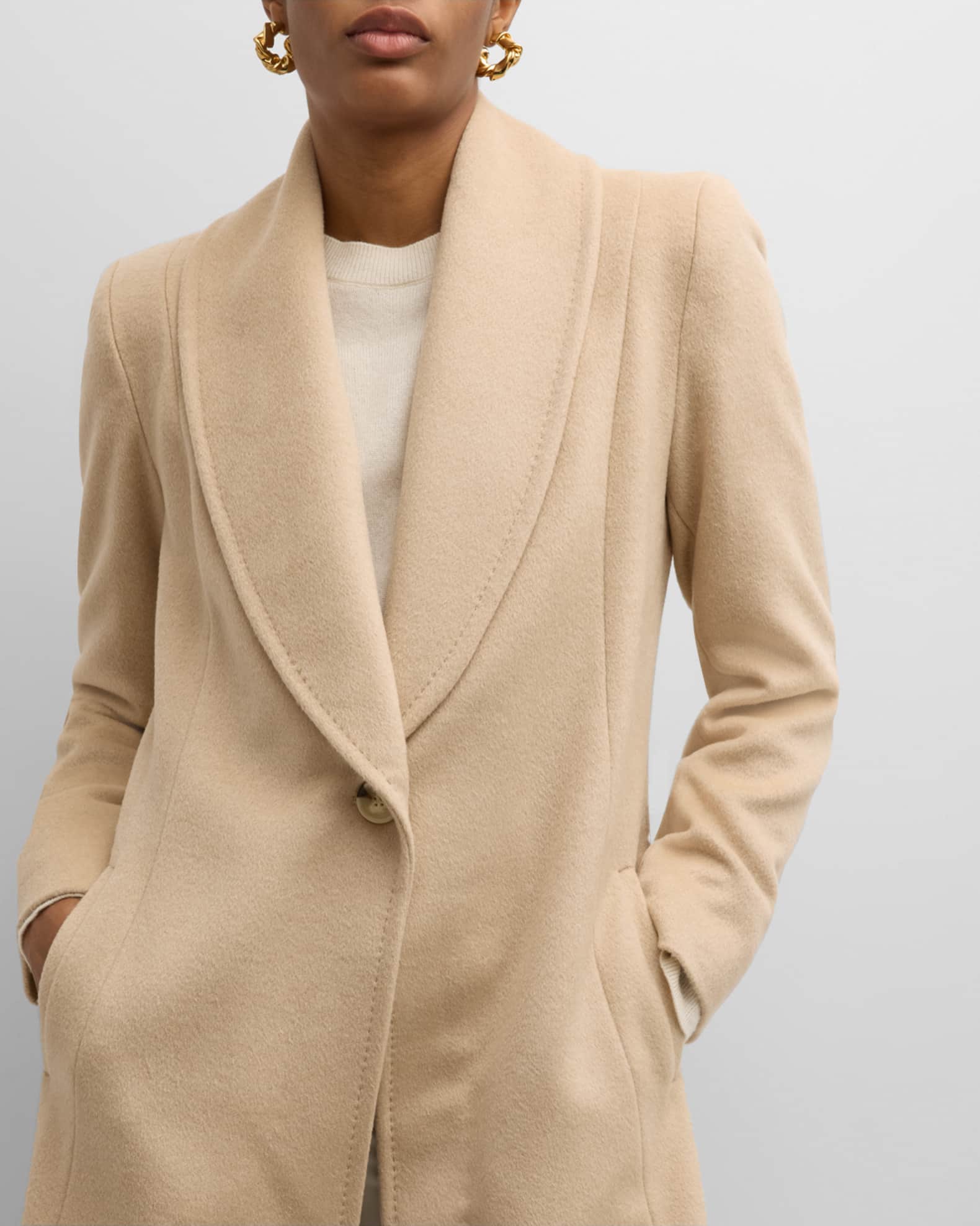Sofia Cashmere Shawl-Collar Camel Hair Princess Coat | Neiman Marcus