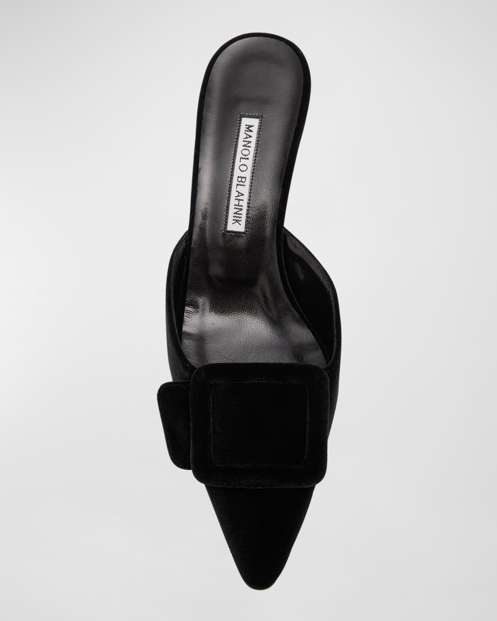 Manolo Blahnik Maysale Velvet Buckle Mule Pumps | Neiman Marcus