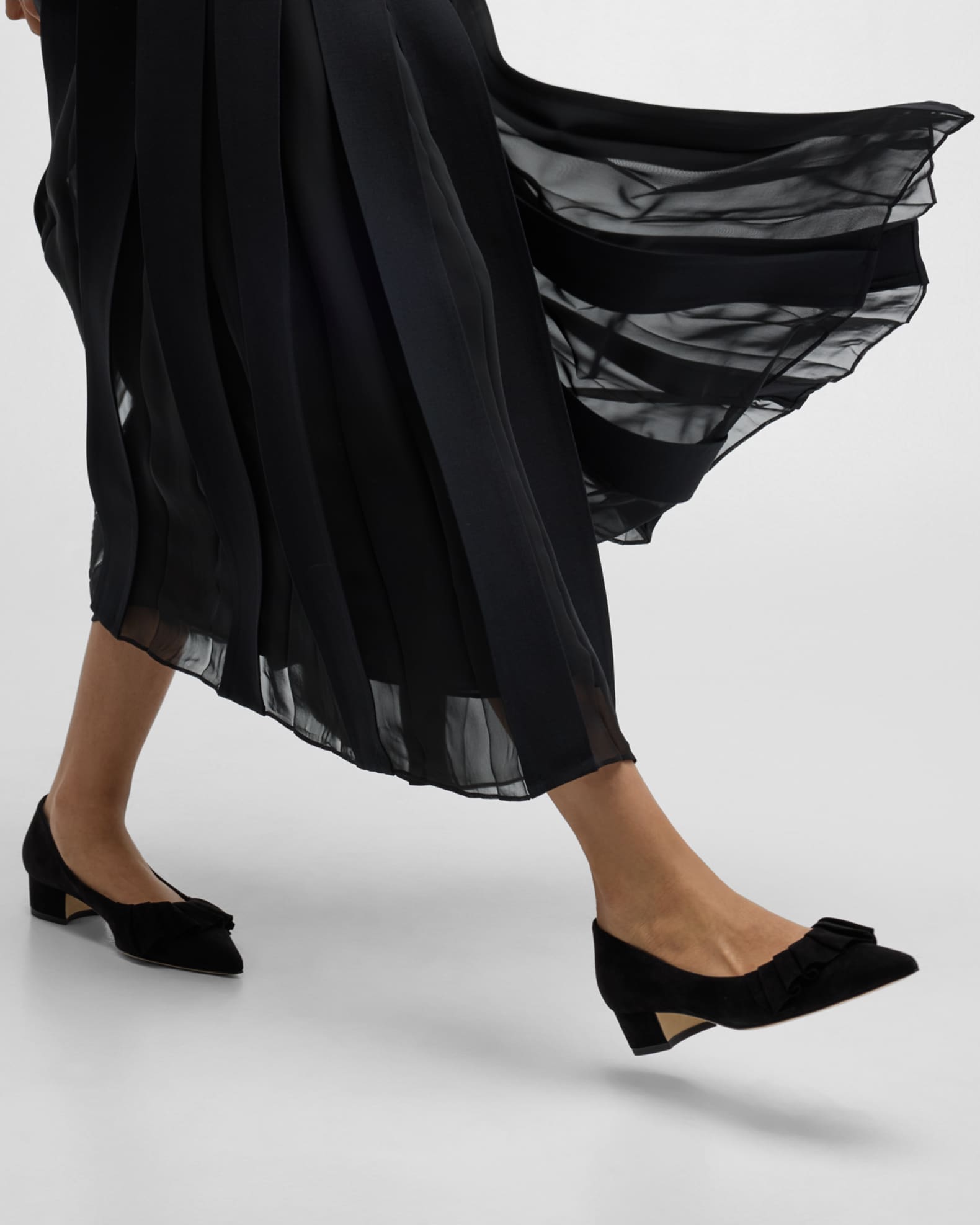 Manolo Blahnik Suede Ruffle Ballerina Pumps | Neiman Marcus