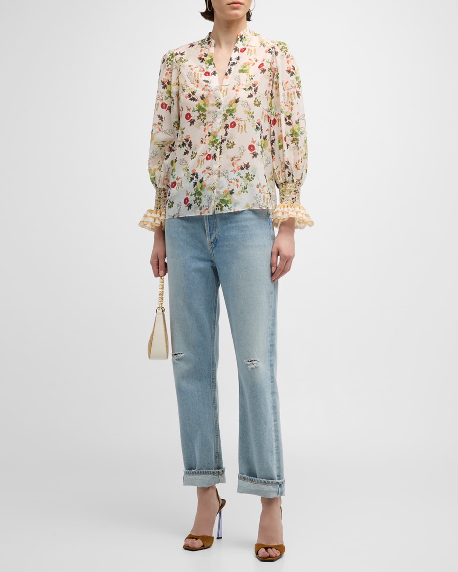 Alice + Olivia Ilan Button-Front Blouse | Neiman Marcus