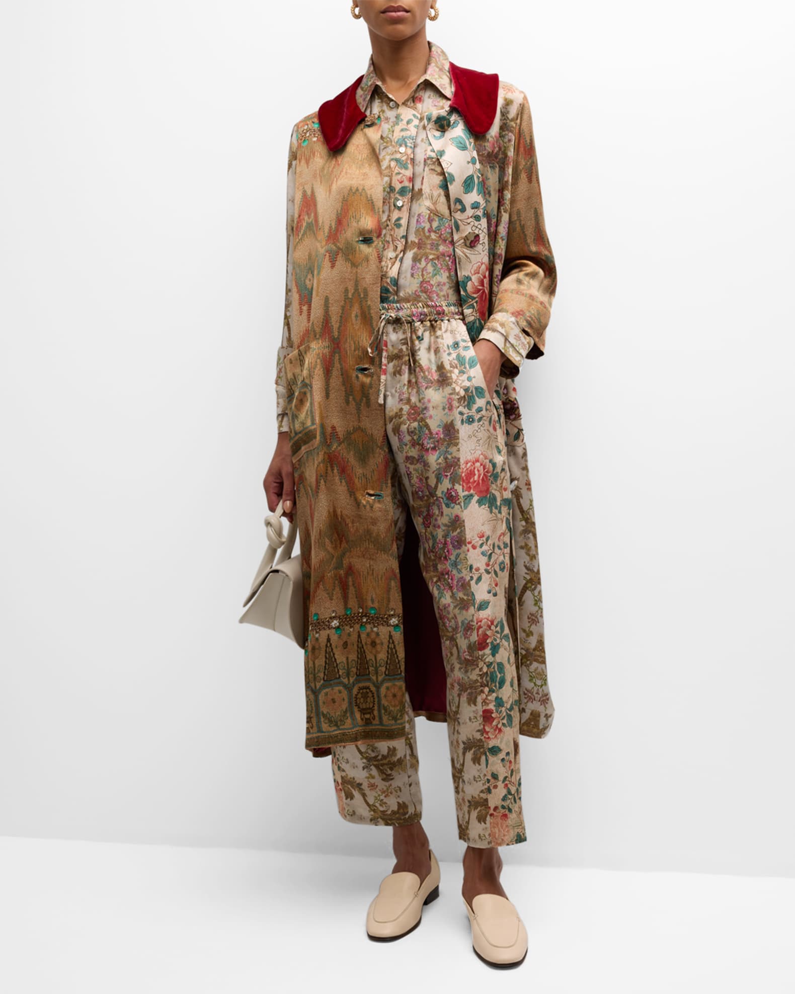 Pierre-Louis Mascia Floral-Print Silk-Viscose Coat | Neiman Marcus