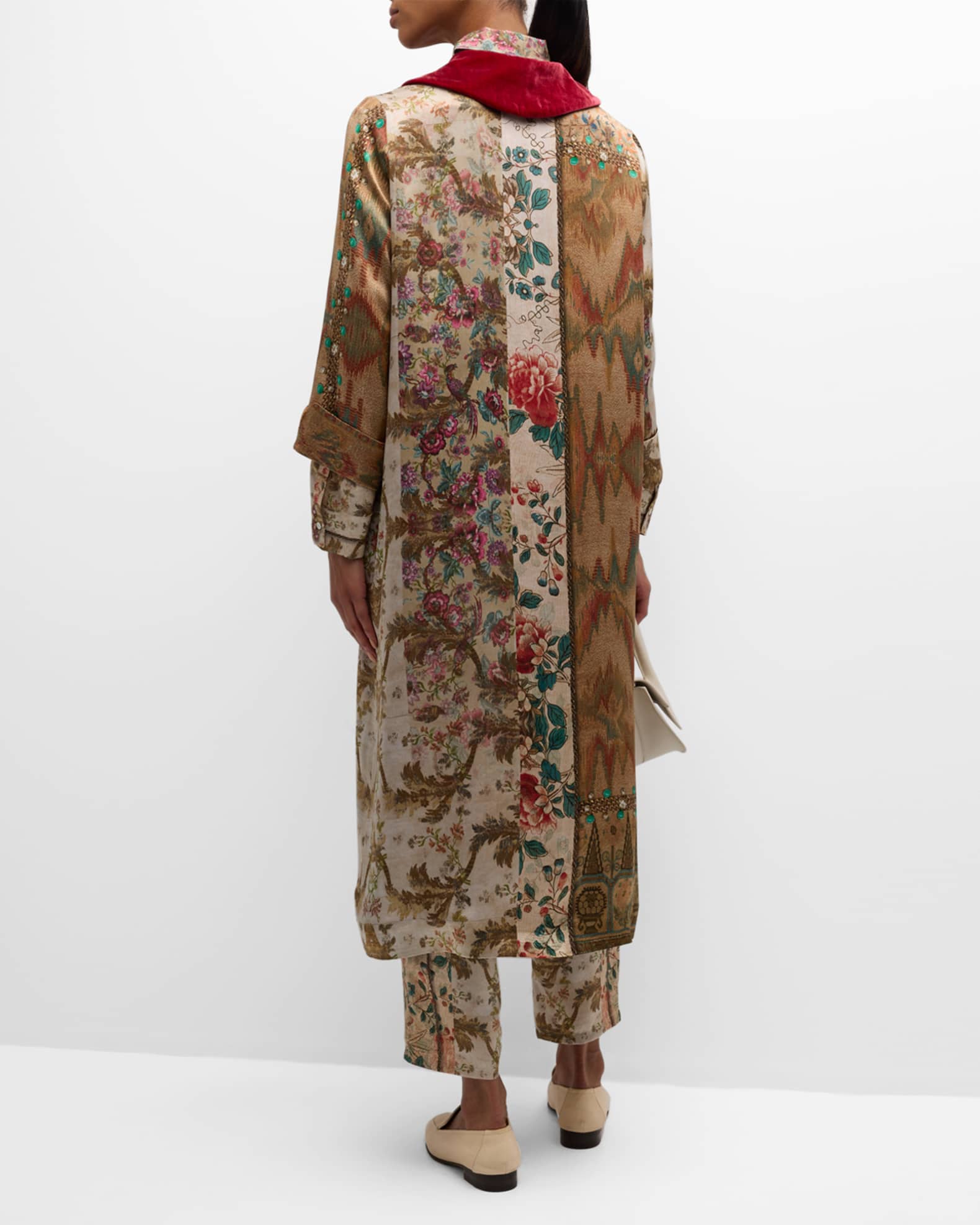 Pierre-Louis Mascia Floral-Print Silk-Viscose Coat | Neiman Marcus