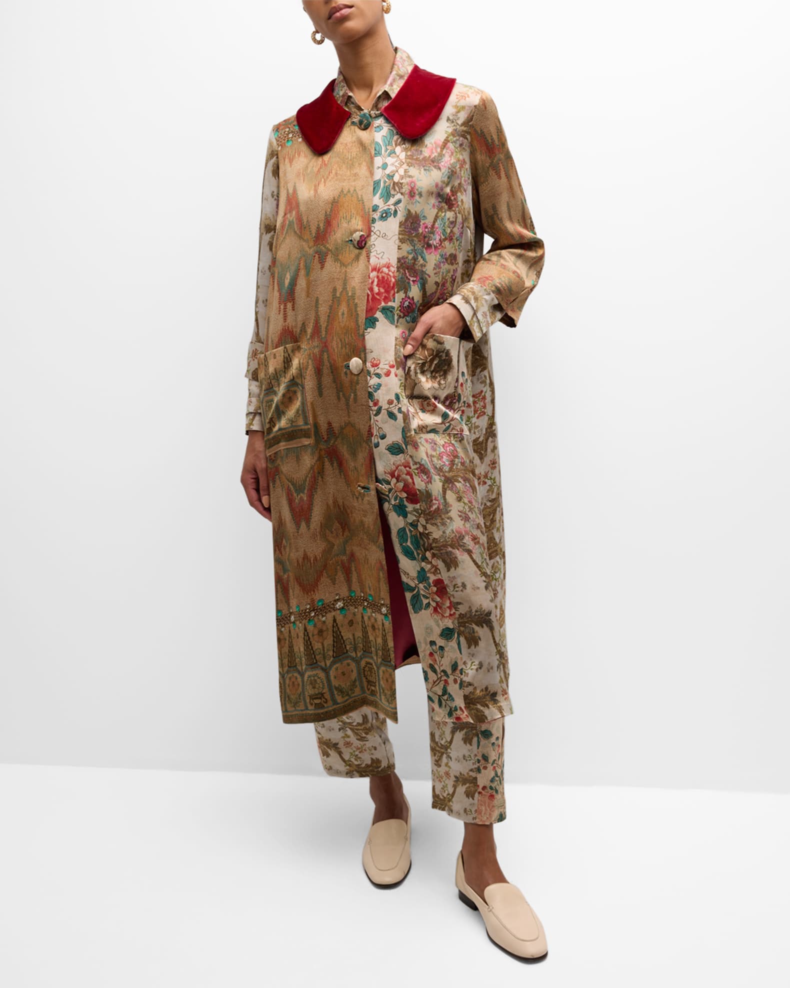 Pierre-Louis Mascia Floral-Print Silk-Viscose Coat | Neiman Marcus