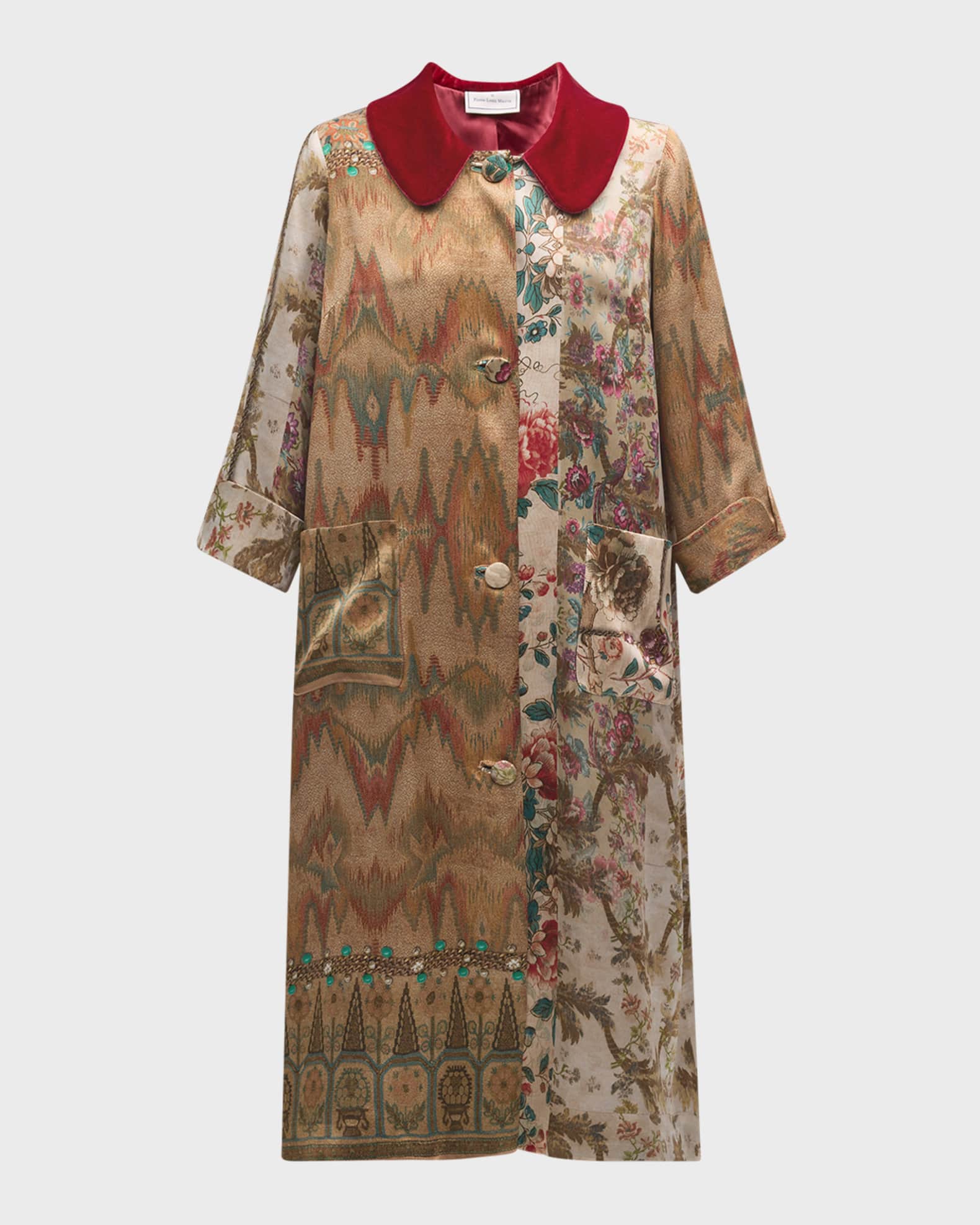 Pierre-Louis Mascia Floral-Print Silk-Viscose Coat | Neiman Marcus