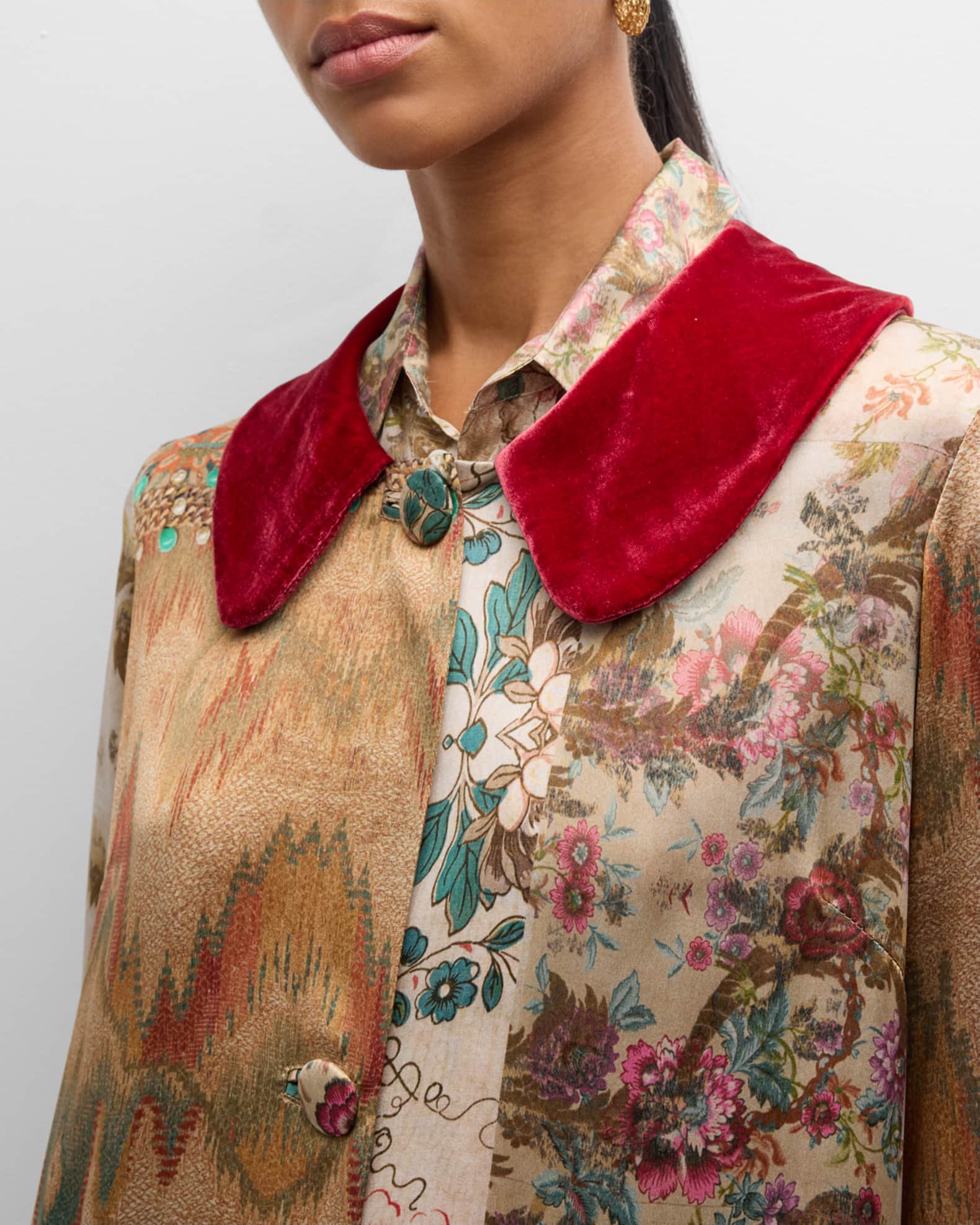 Pierre-Louis Mascia Floral-Print Silk-Viscose Coat | Neiman Marcus