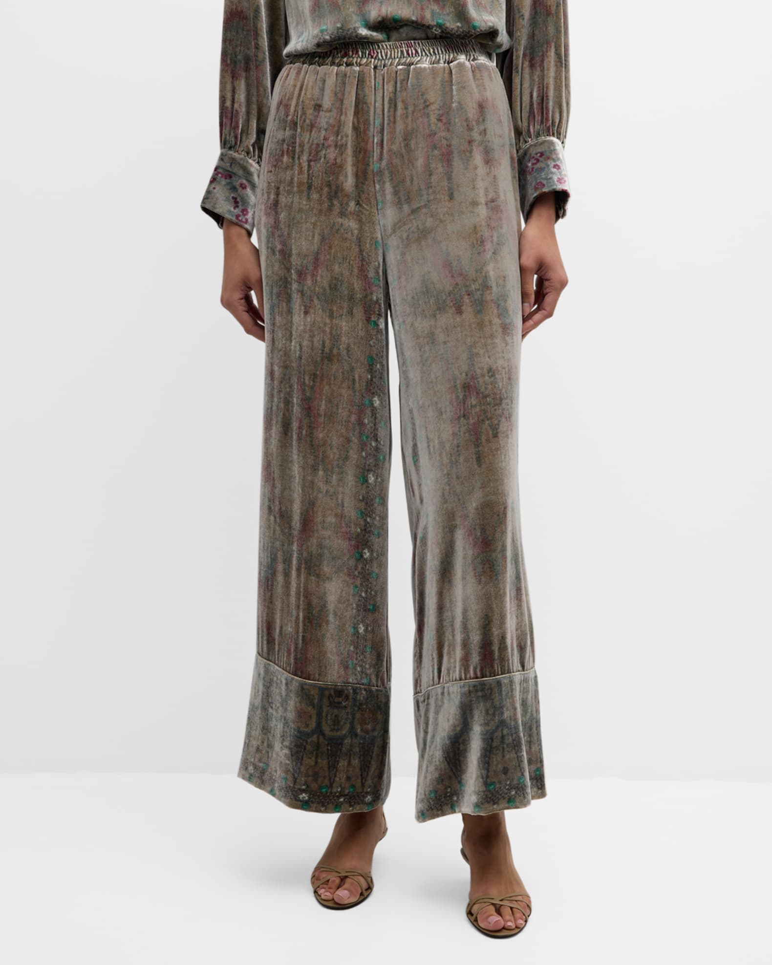 Pierre-Louis Mascia Abstract-Print Viscose-Silk Pants | Neiman Marcus