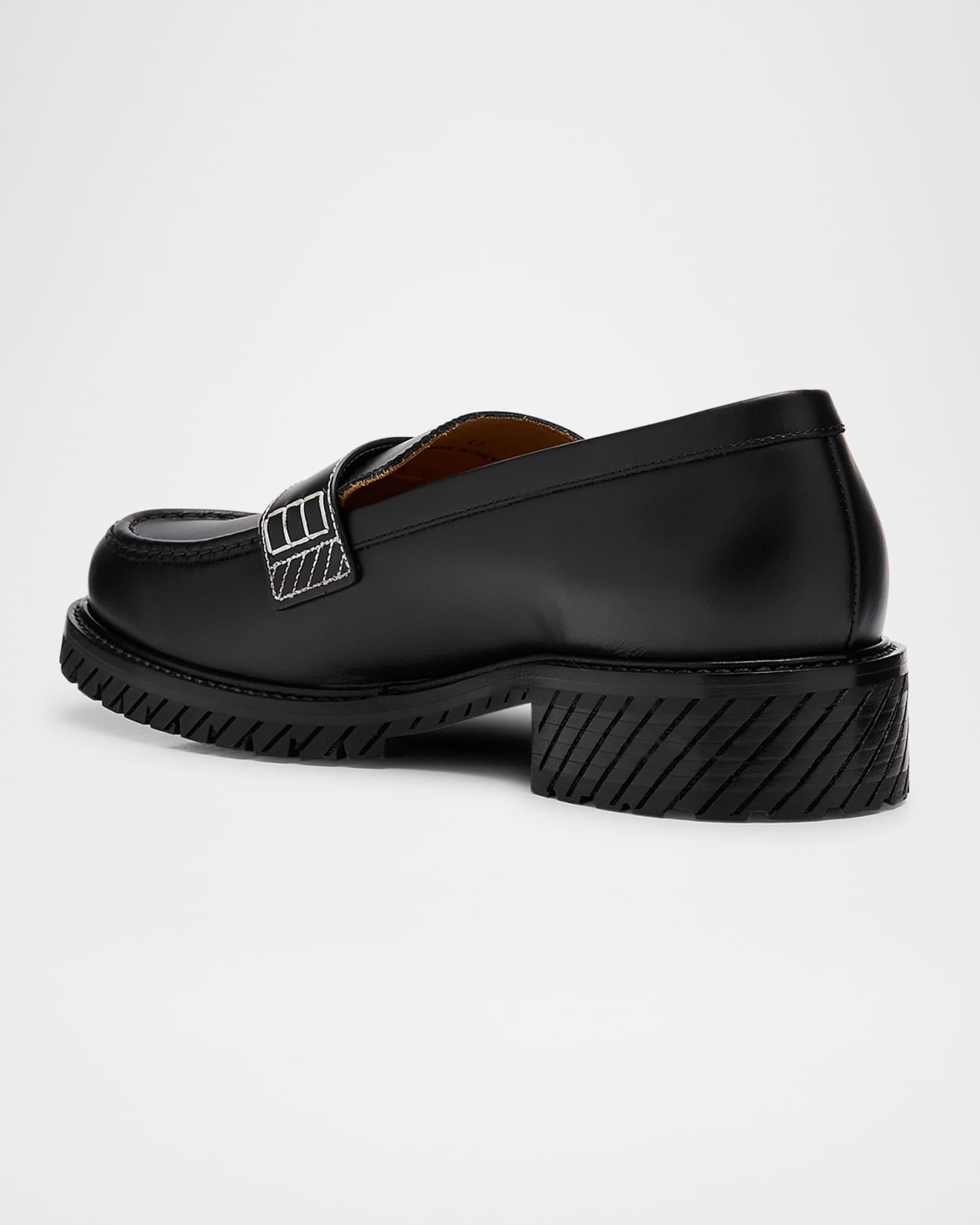 Off-White Men's Combat Leather Penny Loafers | Neiman Marcus