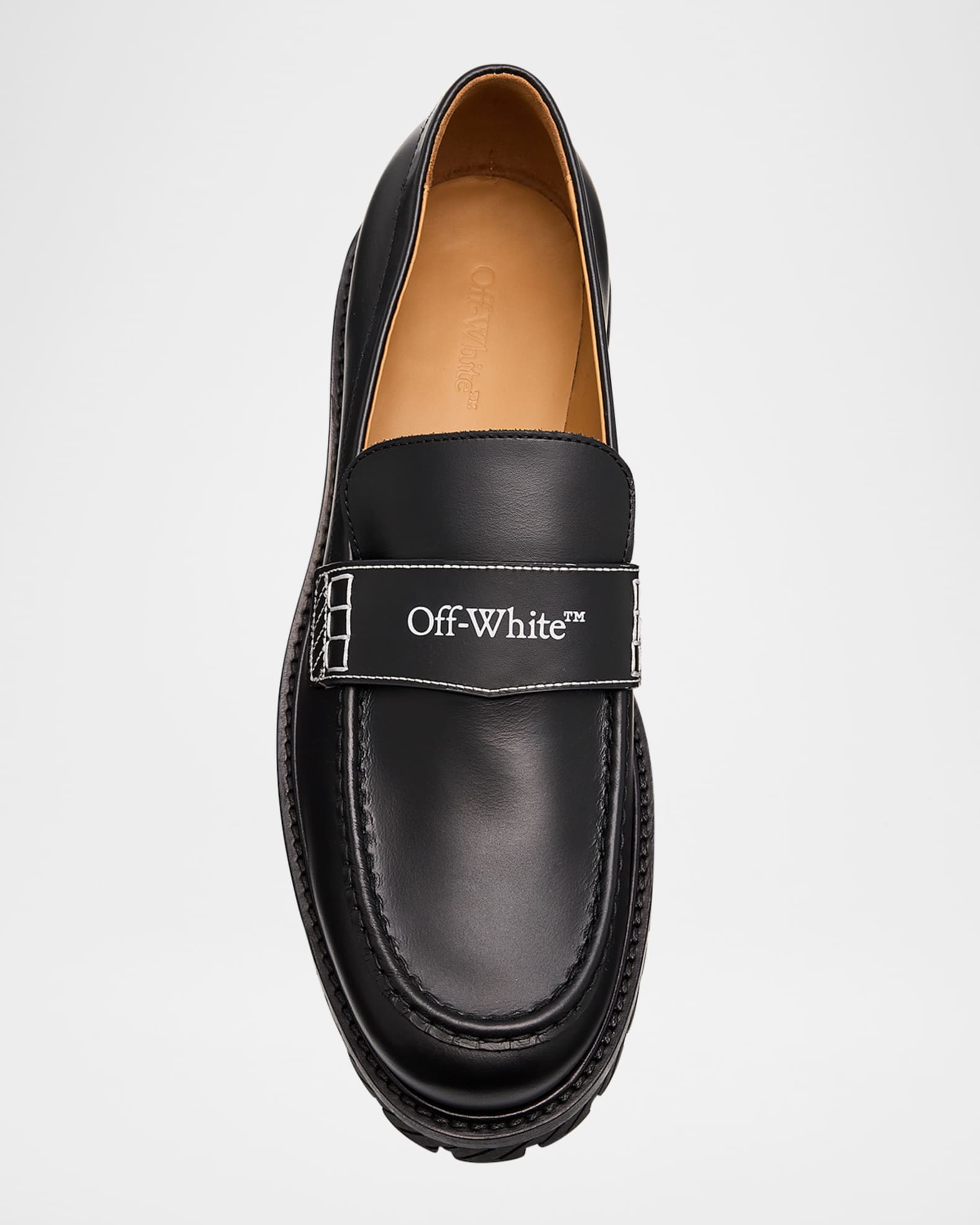 Off-White Men's Combat Leather Penny Loafers | Neiman Marcus