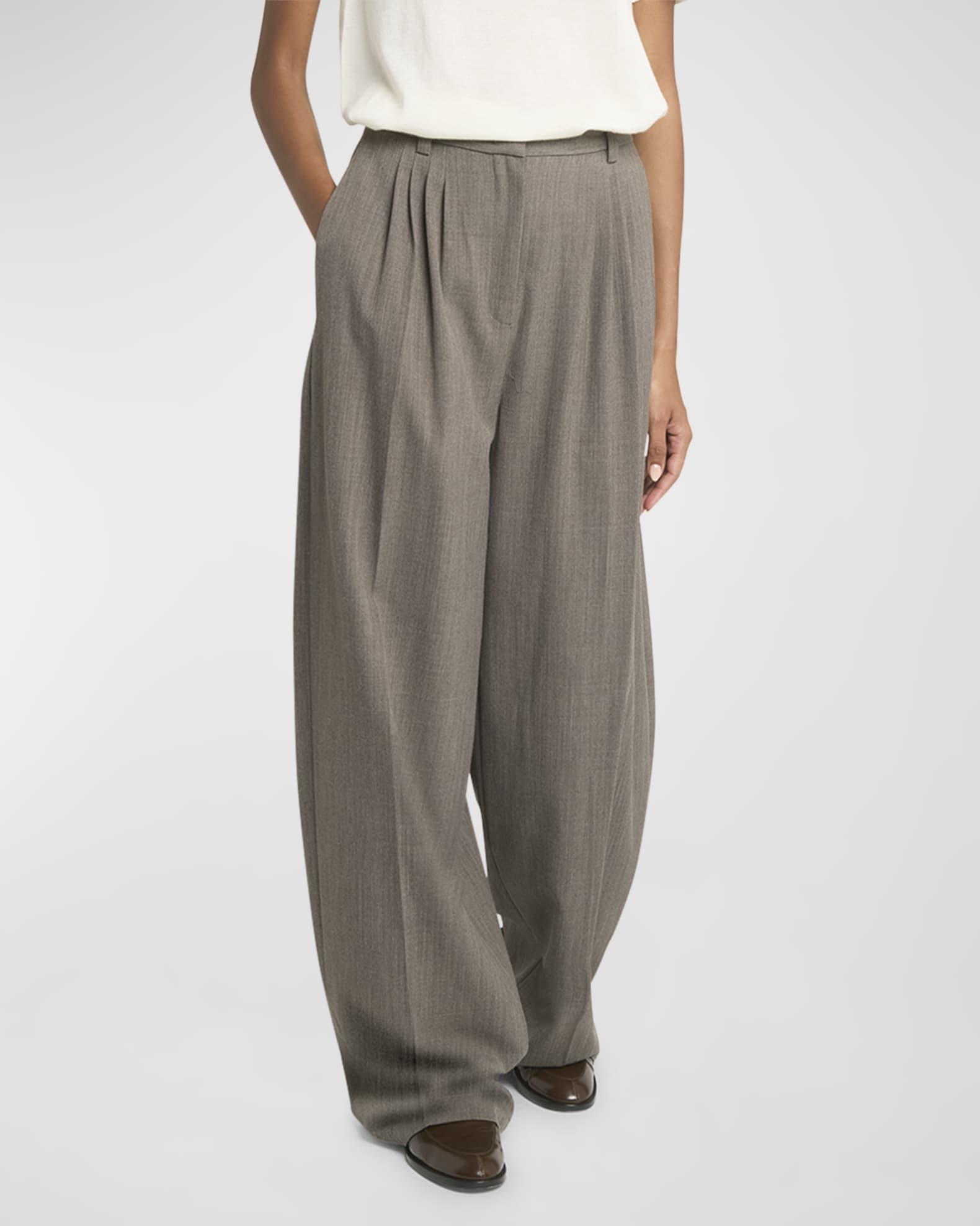 Co Pleated Wool Trousers | Neiman Marcus