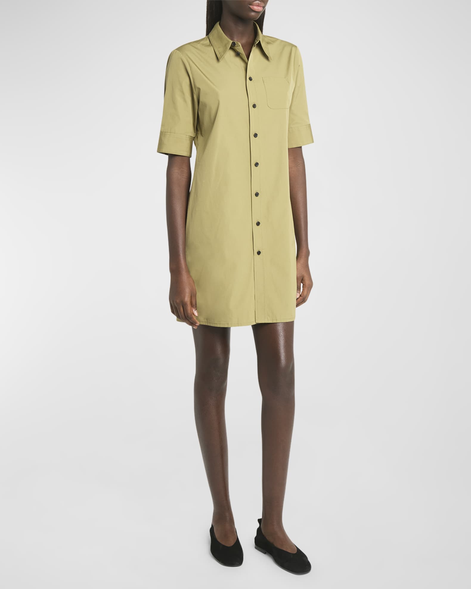 Co Short-Sleeve Button-Down Tunic | Neiman Marcus
