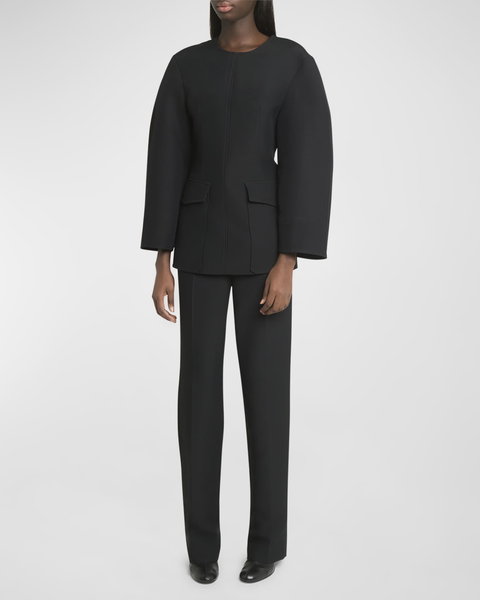 Co Patch Pocket Long-Sleeve Top | Neiman Marcus