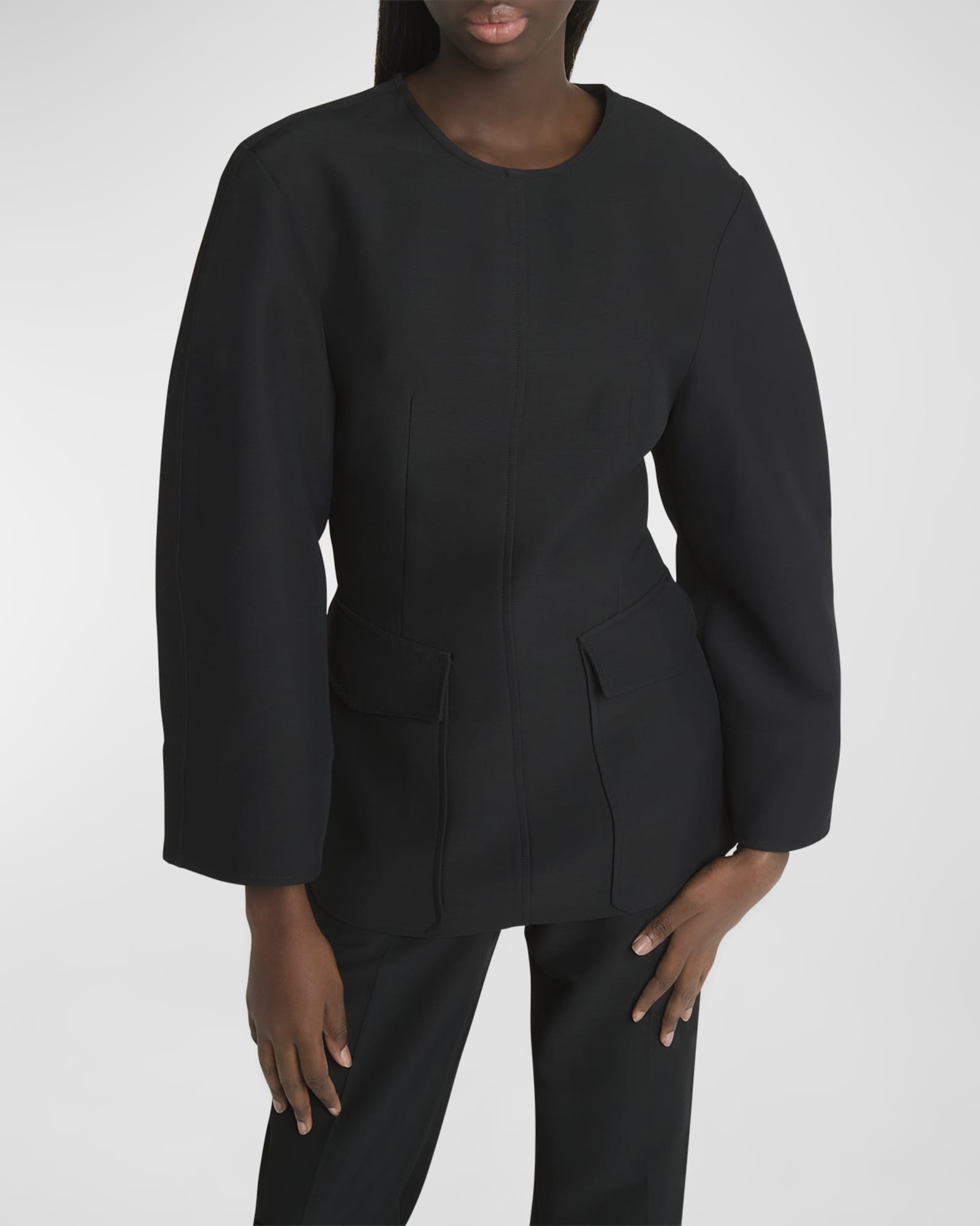Co Patch Pocket Long-Sleeve Top | Neiman Marcus
