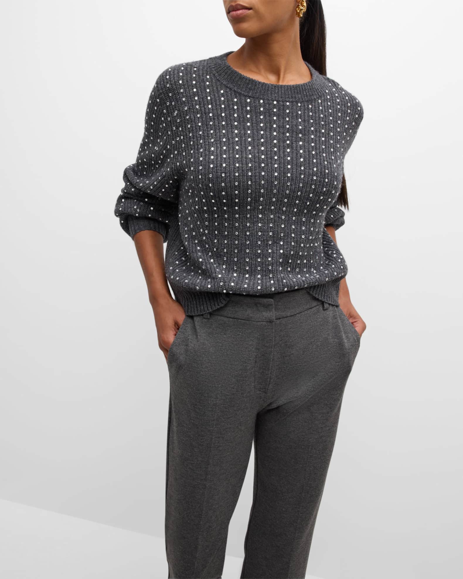 Marella Molo Rhinestone-Embellished Crewneck Sweater | Neiman Marcus