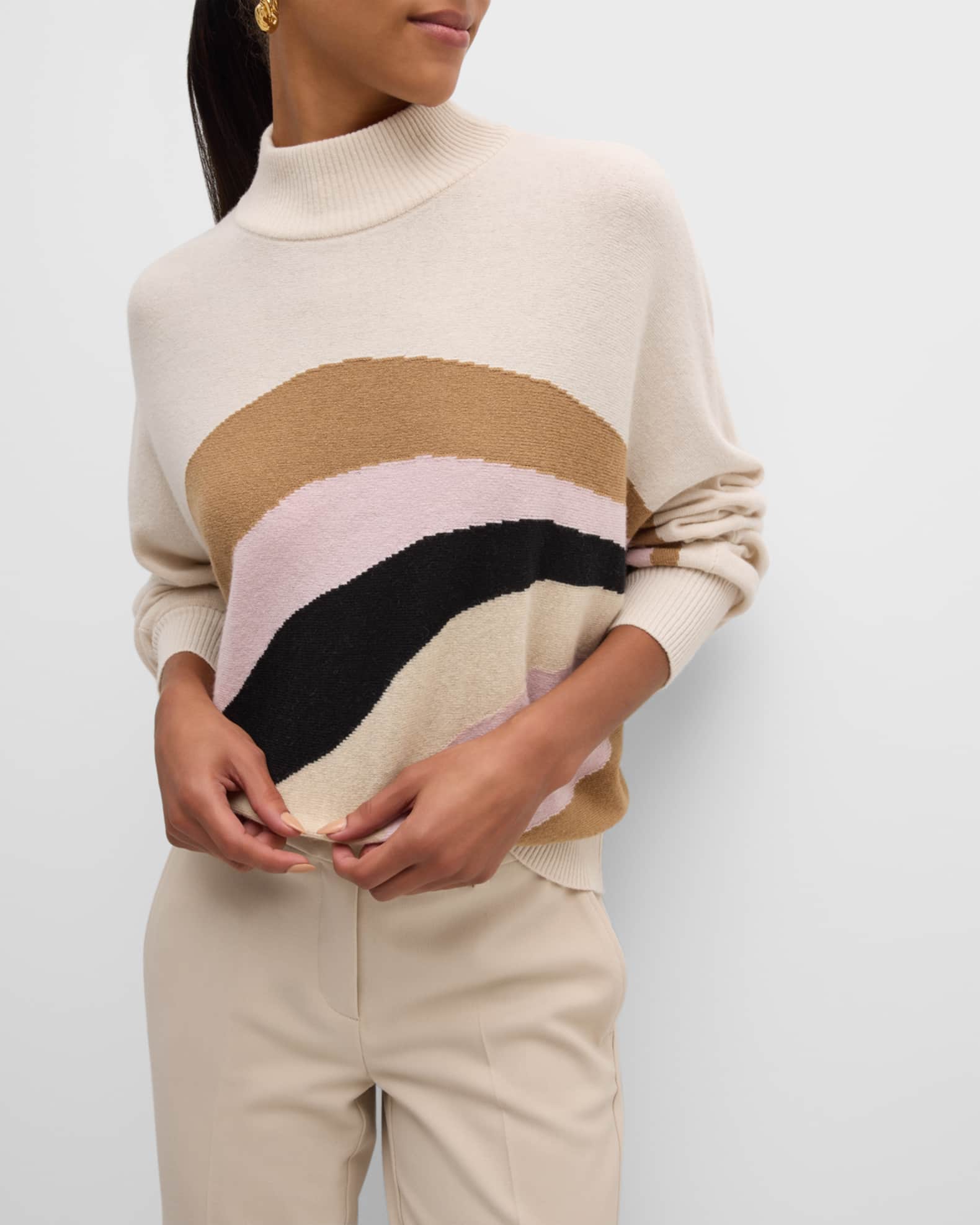 Marella Finito Colorblock Mock-Neck Sweater | Neiman Marcus