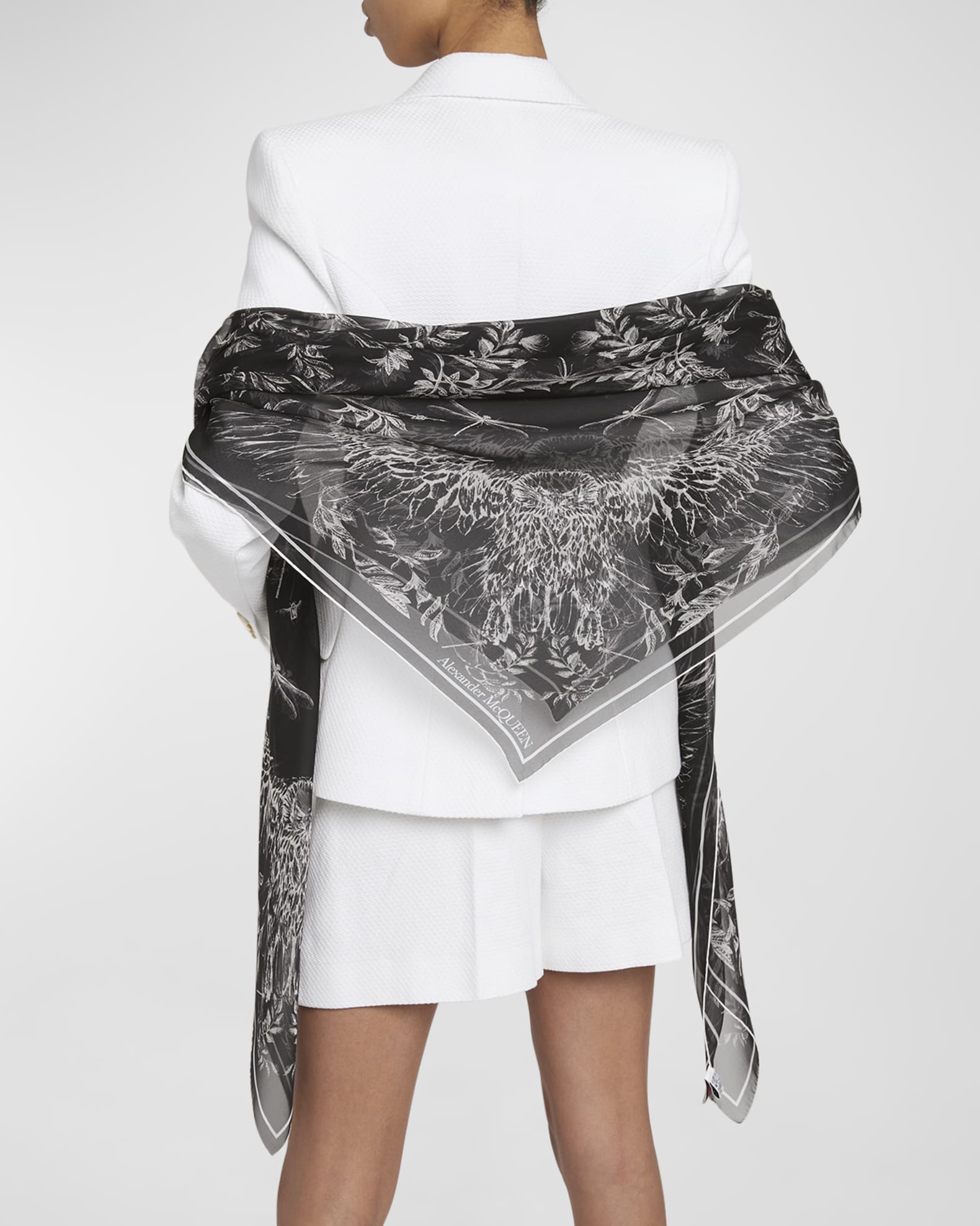 McQueen Eagle Flight Sheer Silk Shawl | Neiman Marcus