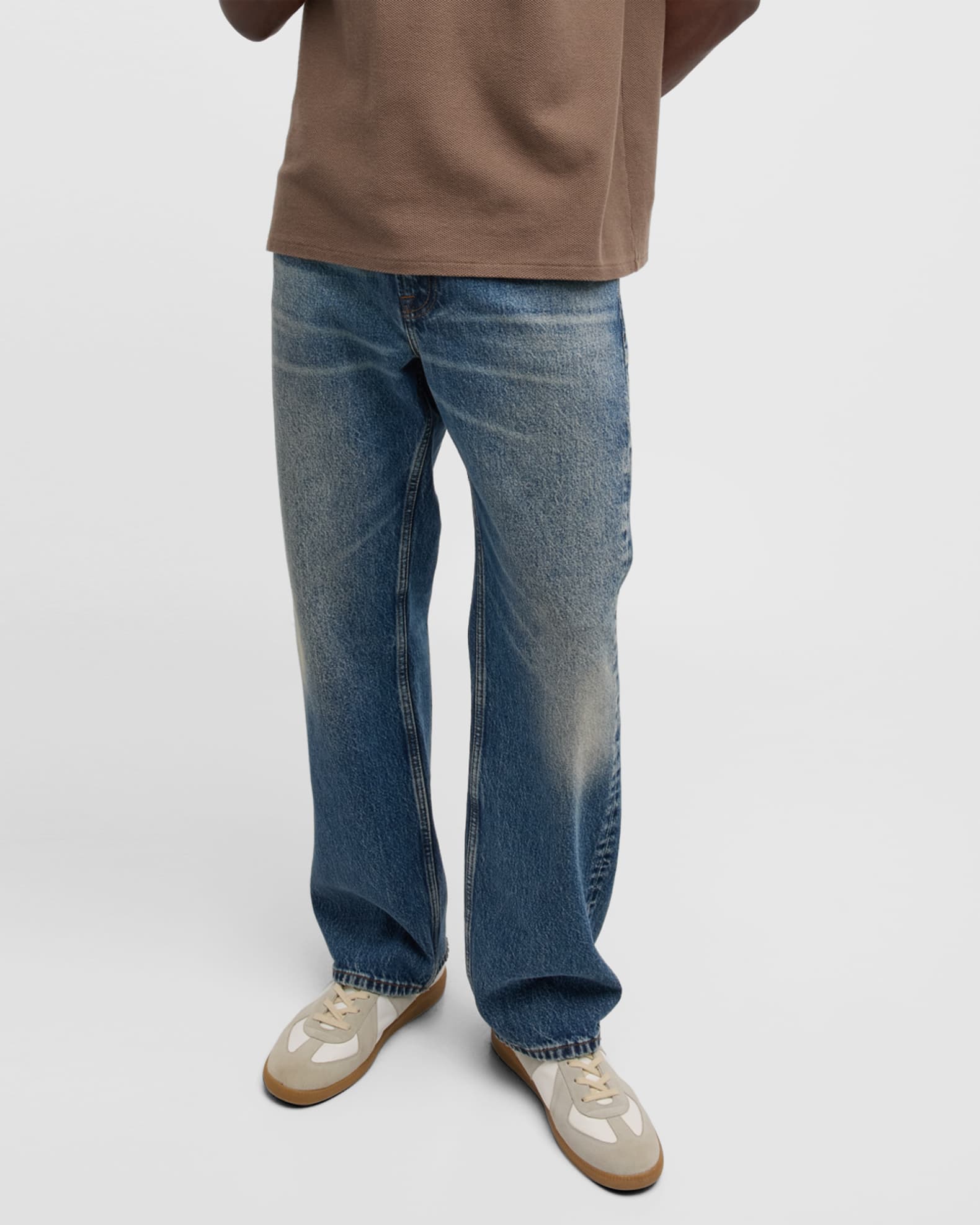 FRAME Men's Boxy Medium-Wash Jeans | Neiman Marcus