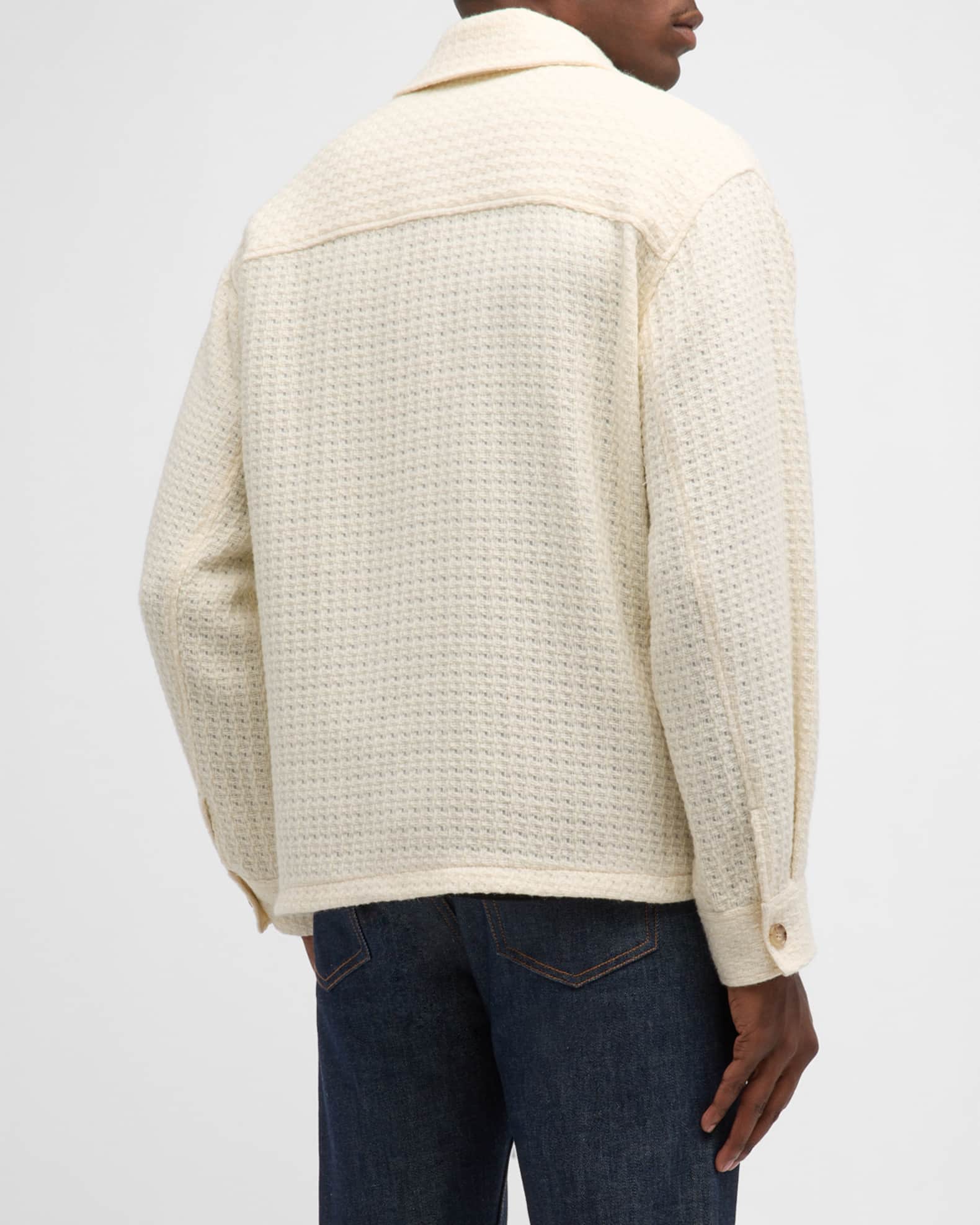 FRAME Men's Textured Wool-Blend Overshirt | Neiman Marcus