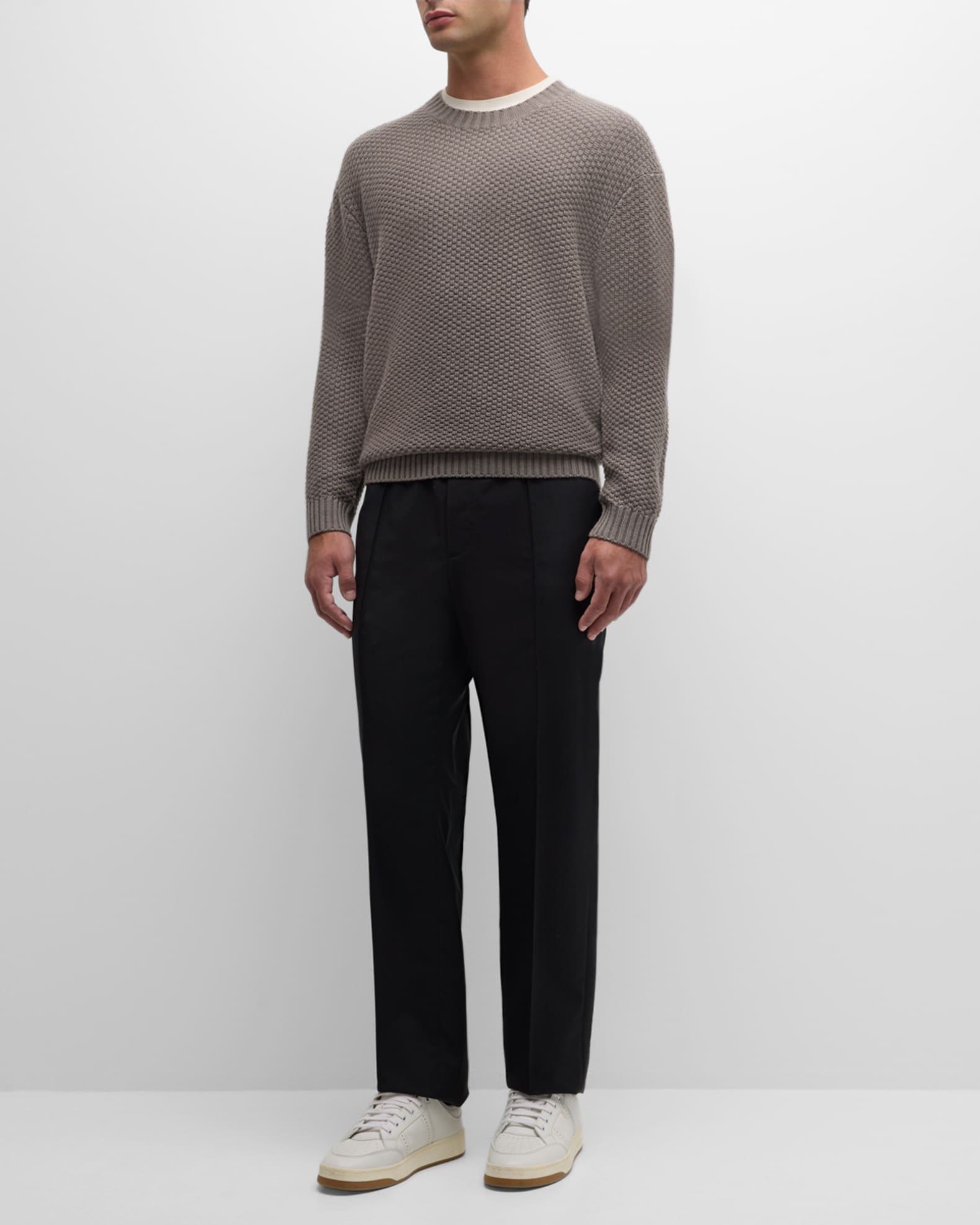 FRAME Men's Textured Wool-Cashmere Sweater | Neiman Marcus