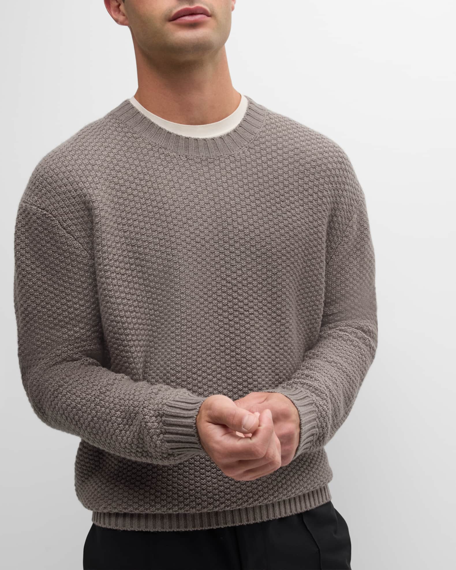FRAME Men's Textured Wool-Cashmere Sweater | Neiman Marcus