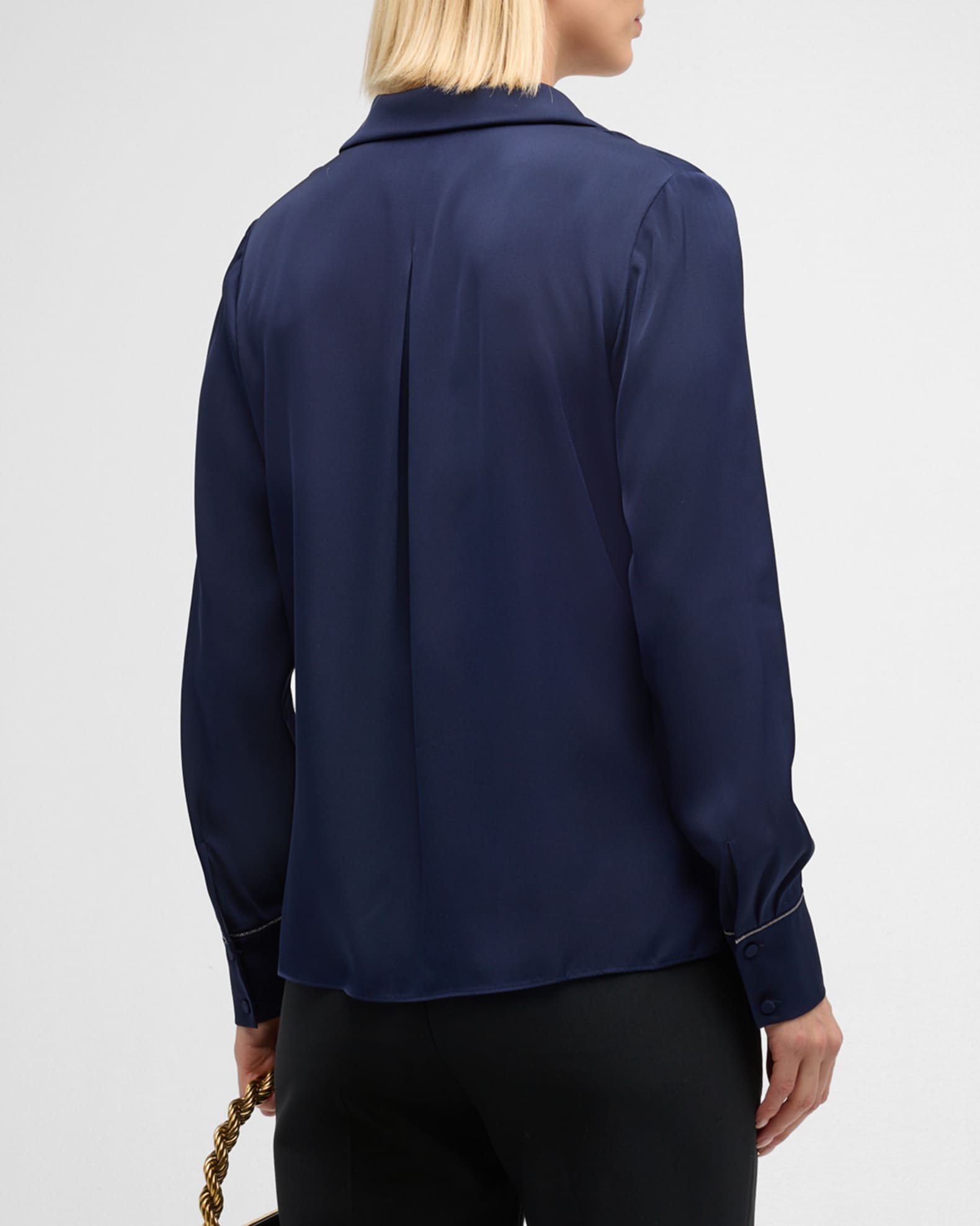 Kobi Halperin Ceanna Chain-Trim Stretch Georgette Blouse | Neiman Marcus