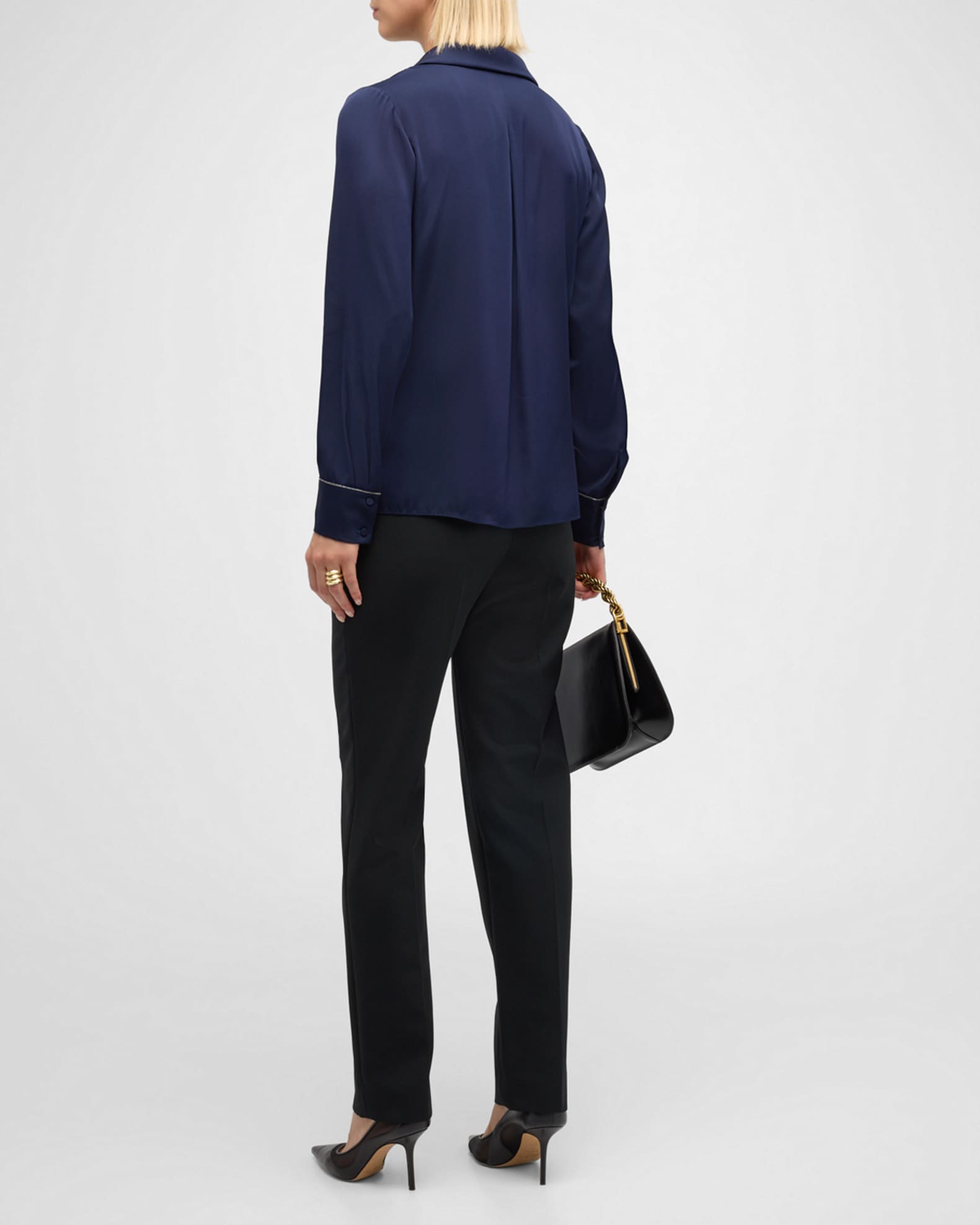 Kobi Halperin Ceanna Chain-Trim Stretch Georgette Blouse | Neiman Marcus