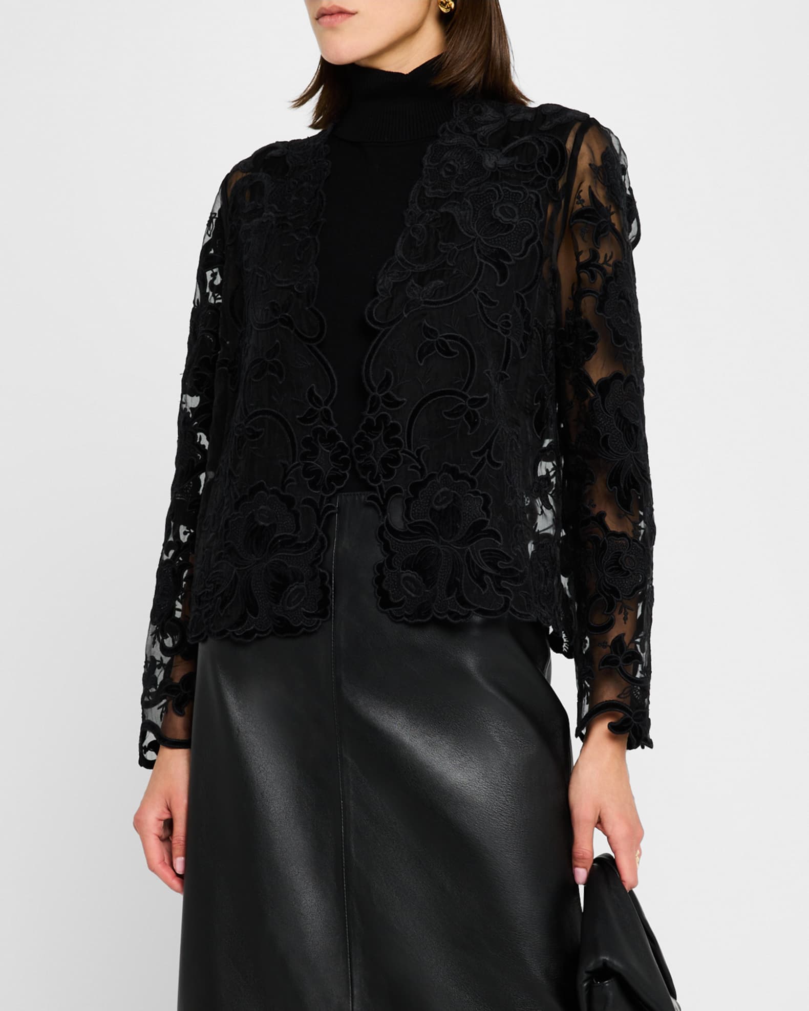 Kobi Halperin Elian Open-Front Floral Lace Jacket | Neiman Marcus