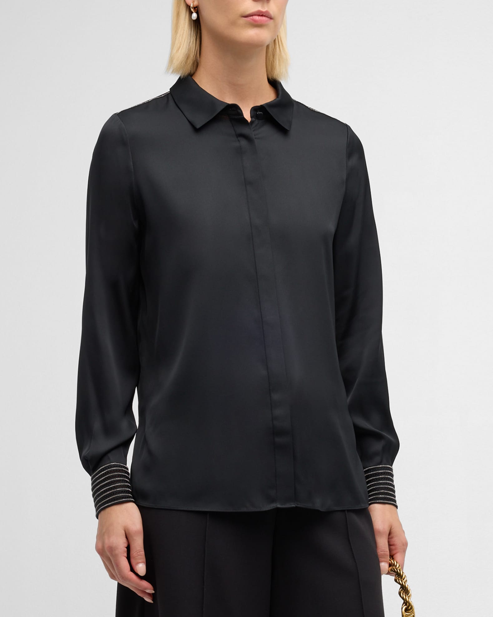Kobi Halperin Havana Chain-Trim Silk Blouse | Neiman Marcus