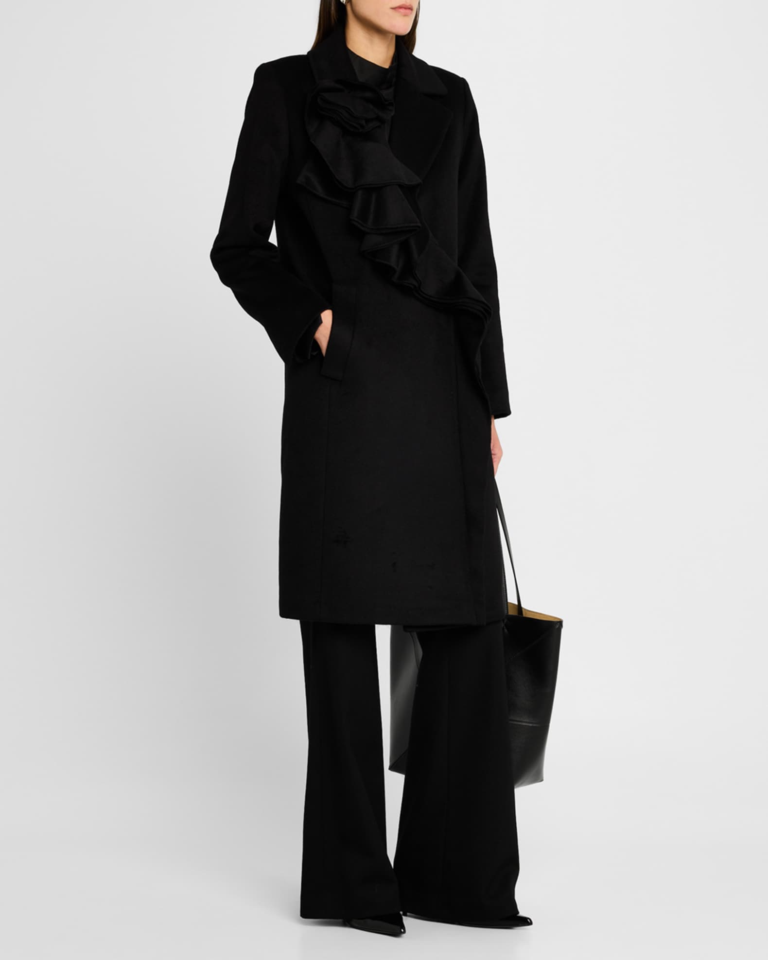Kobi Halperin Alora Ruffle Brushed Wool Coat | Neiman Marcus